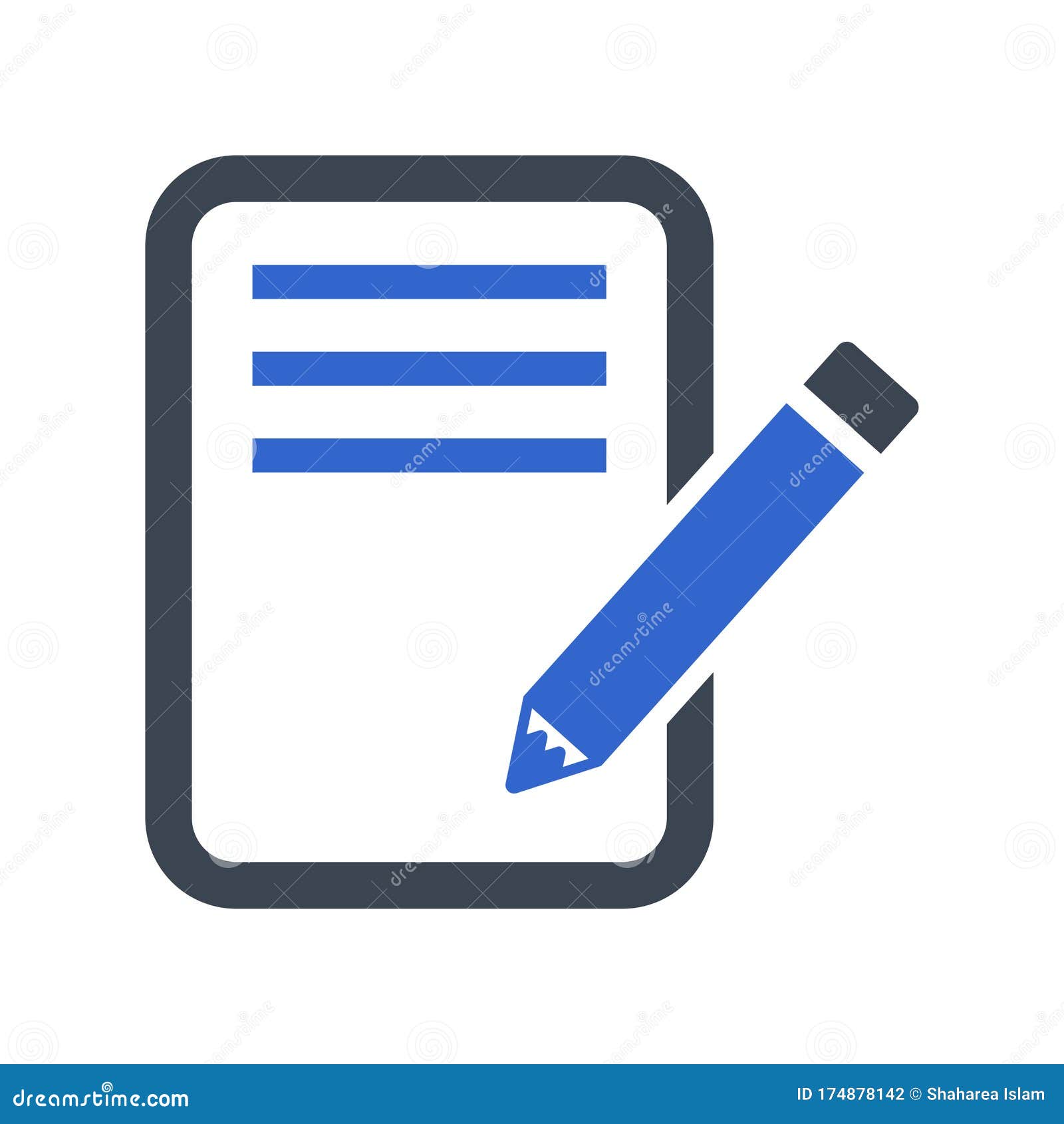 Write Note Icon stock vector. Illustration of vector - 174878142