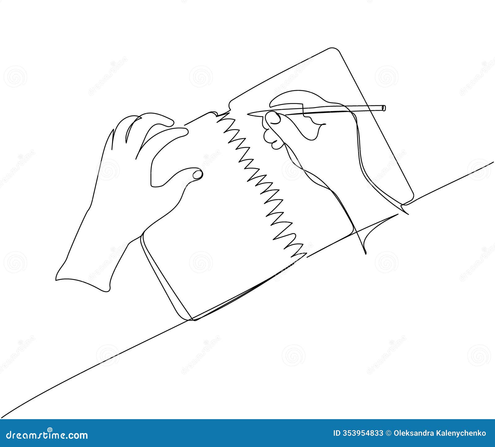 Write in a Notebook, Take Notes, Book, Textbook One Line Art ...