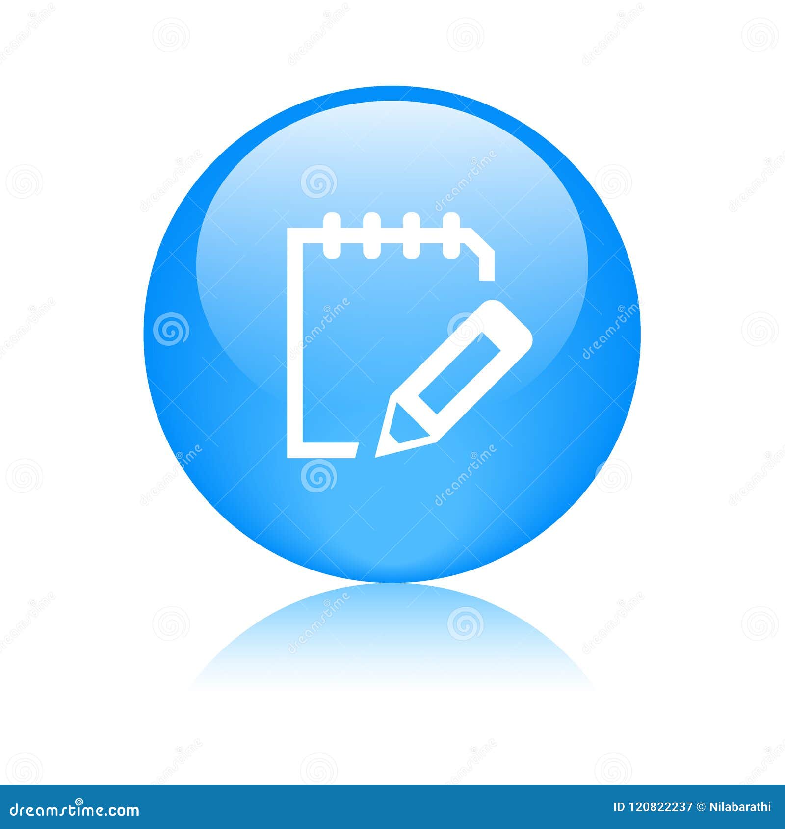 Write Notepad Icon Web Button Stock Illustration - Illustration of blue ...