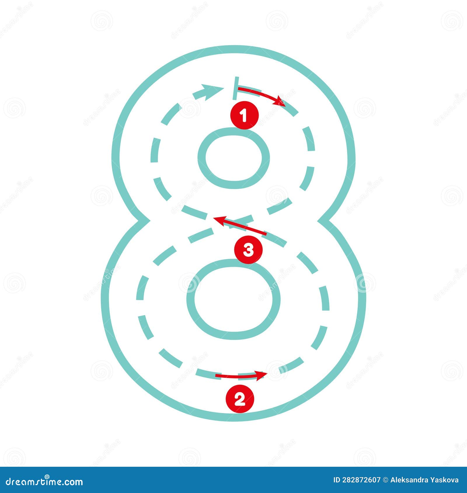 Write Number Eight with Tracing Guide. Outline Number. Preschool ...