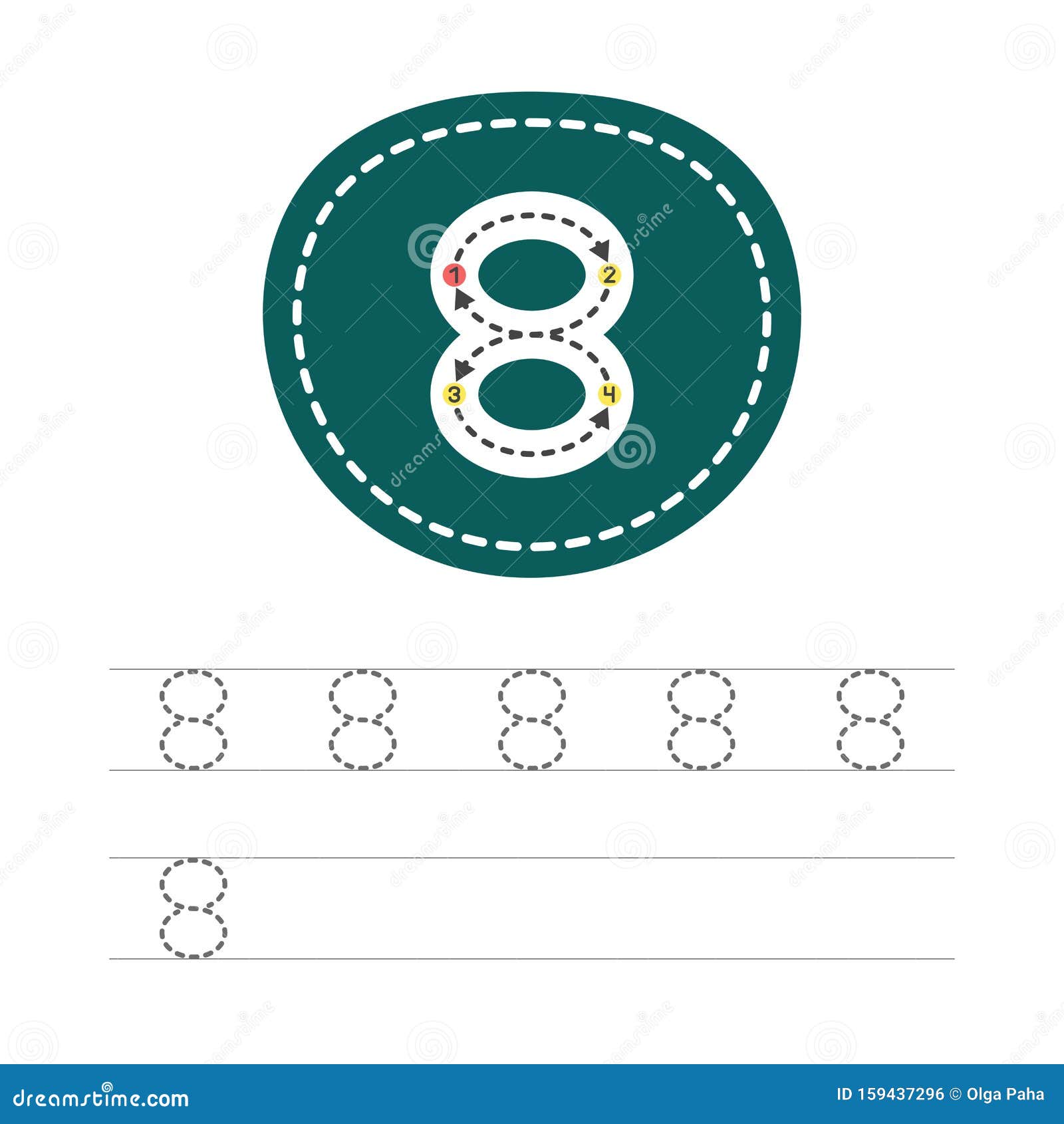 Write a number 8 stock vector. Illustration of education - 159437296