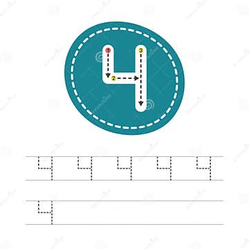 Write a number 4 stock vector. Illustration of learning - 159437290