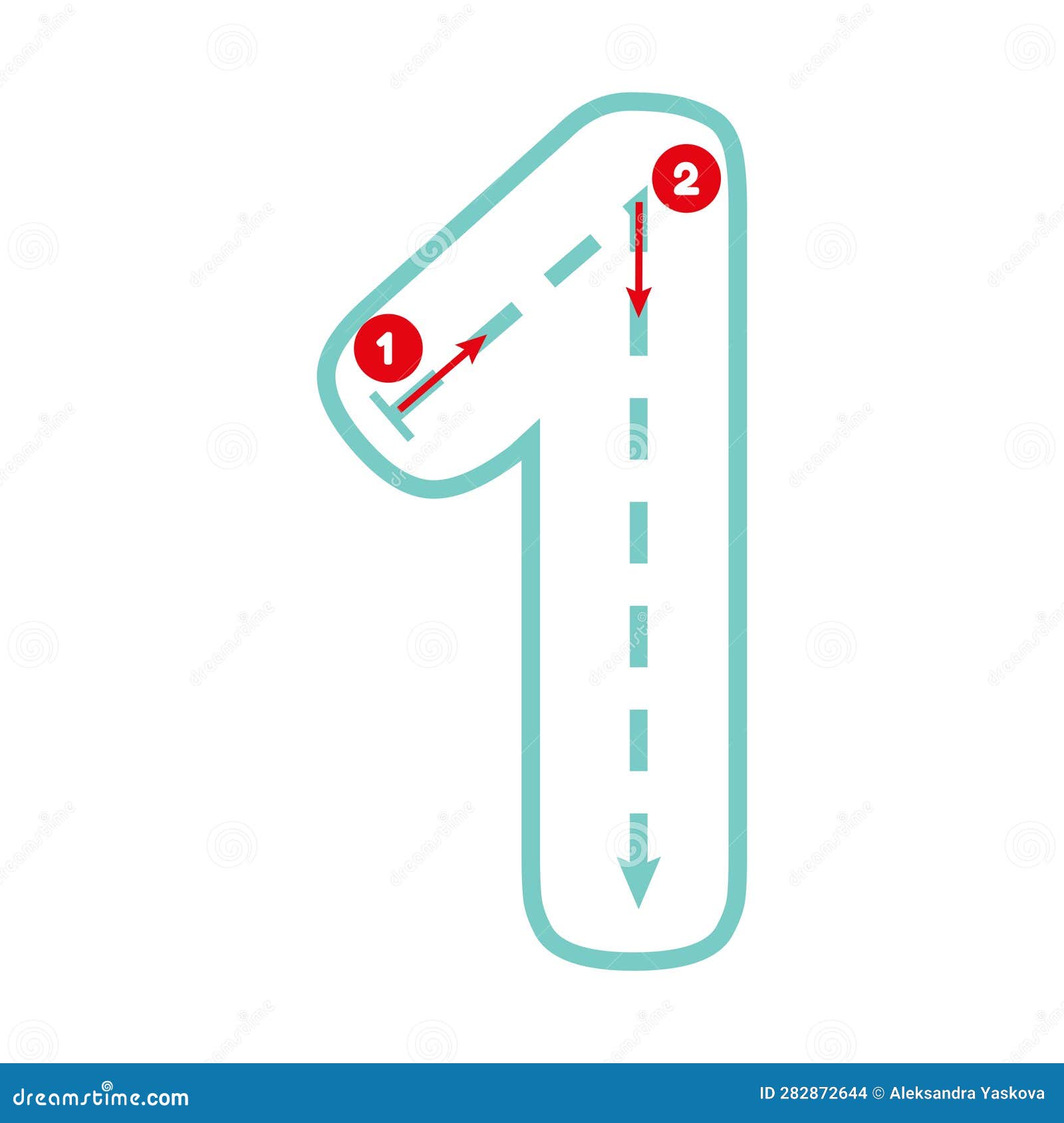 Write Number One with Tracing Guide. Outline Number. Preschool ...