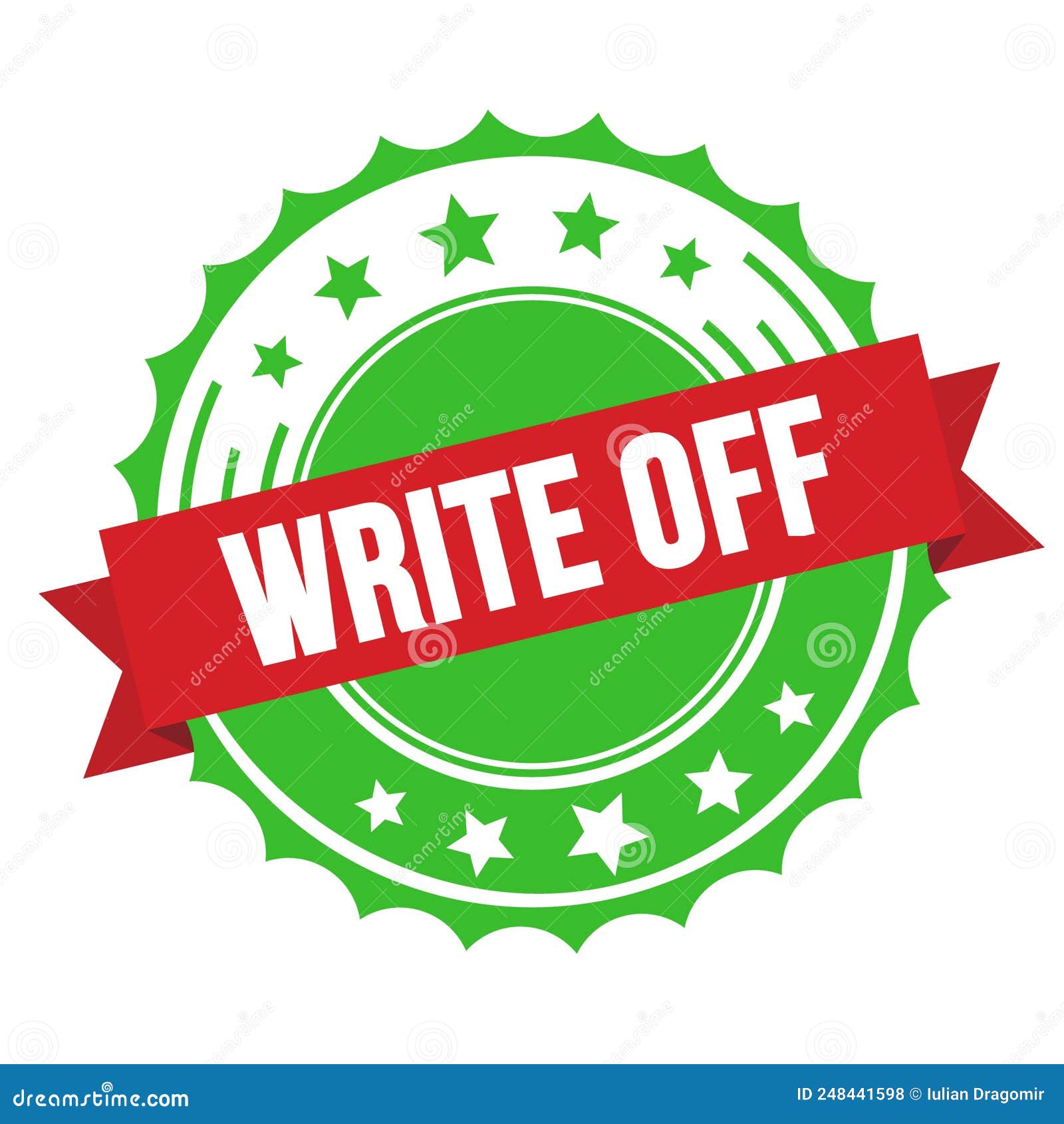 WRITE OFF Text on Red Green Ribbon Stamp Stock Illustration ...