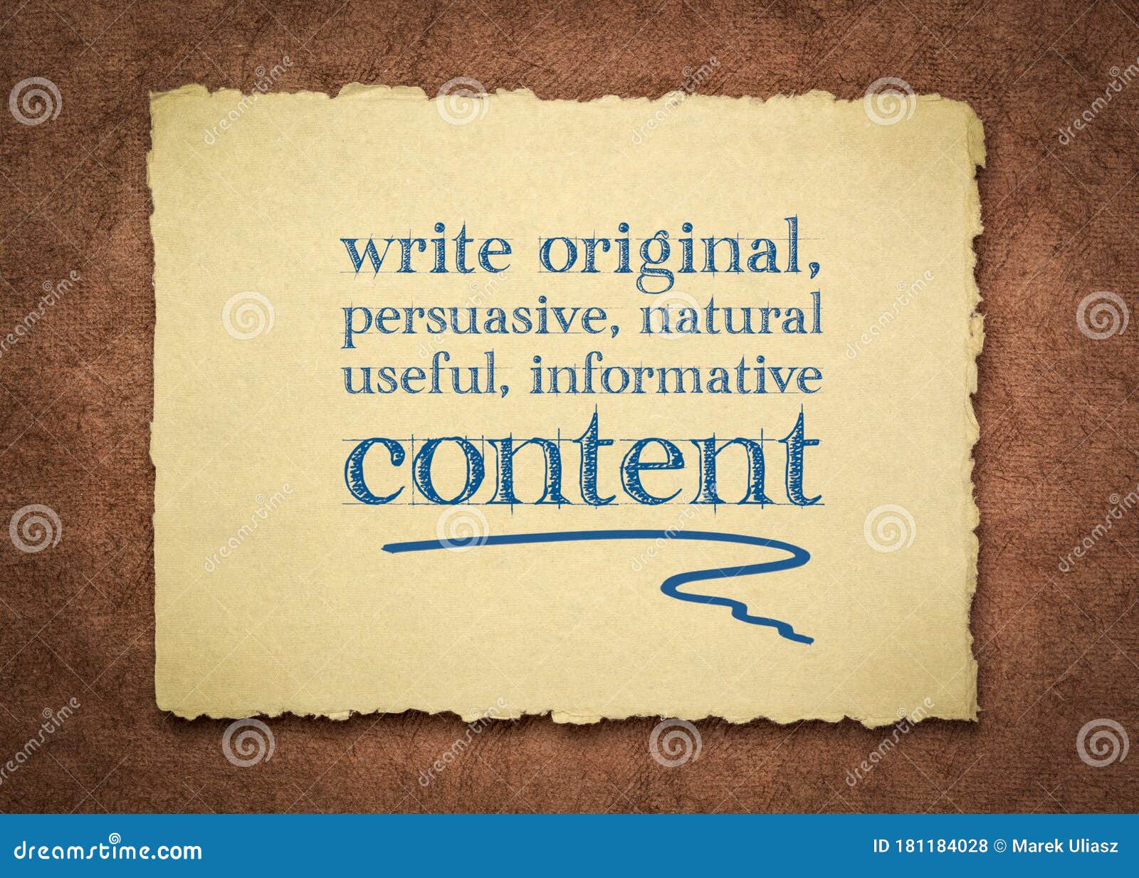 Write Original, Useful, Informative Content Stock Photo - Image of ...