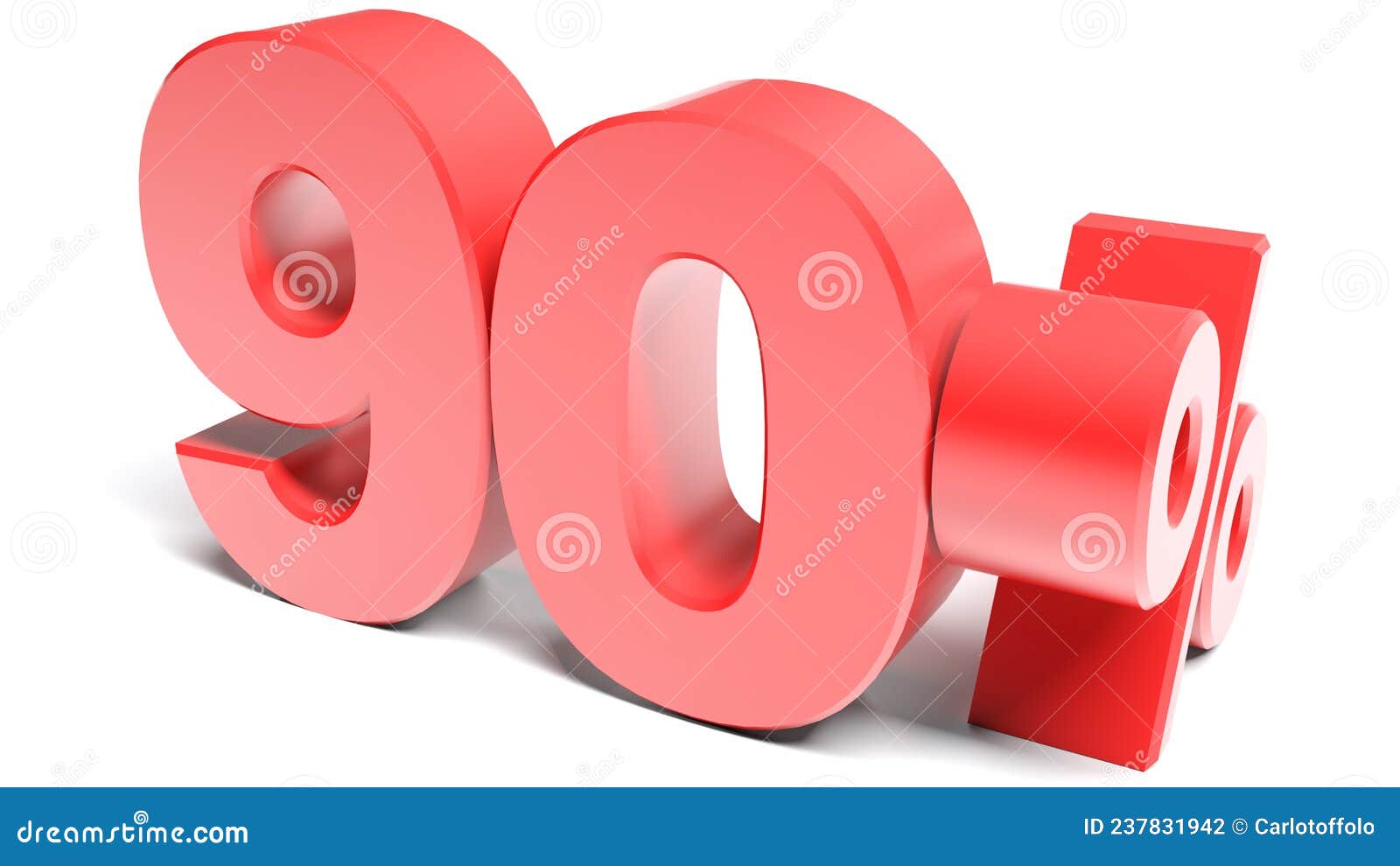 The Write 90 Percent Banner on White Background - 3D Rendering ...