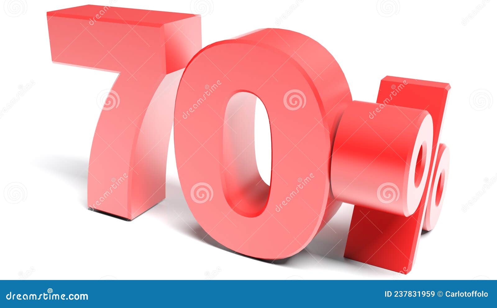 The Write 70 Percent Banner on White Background - 3D Rendering ...