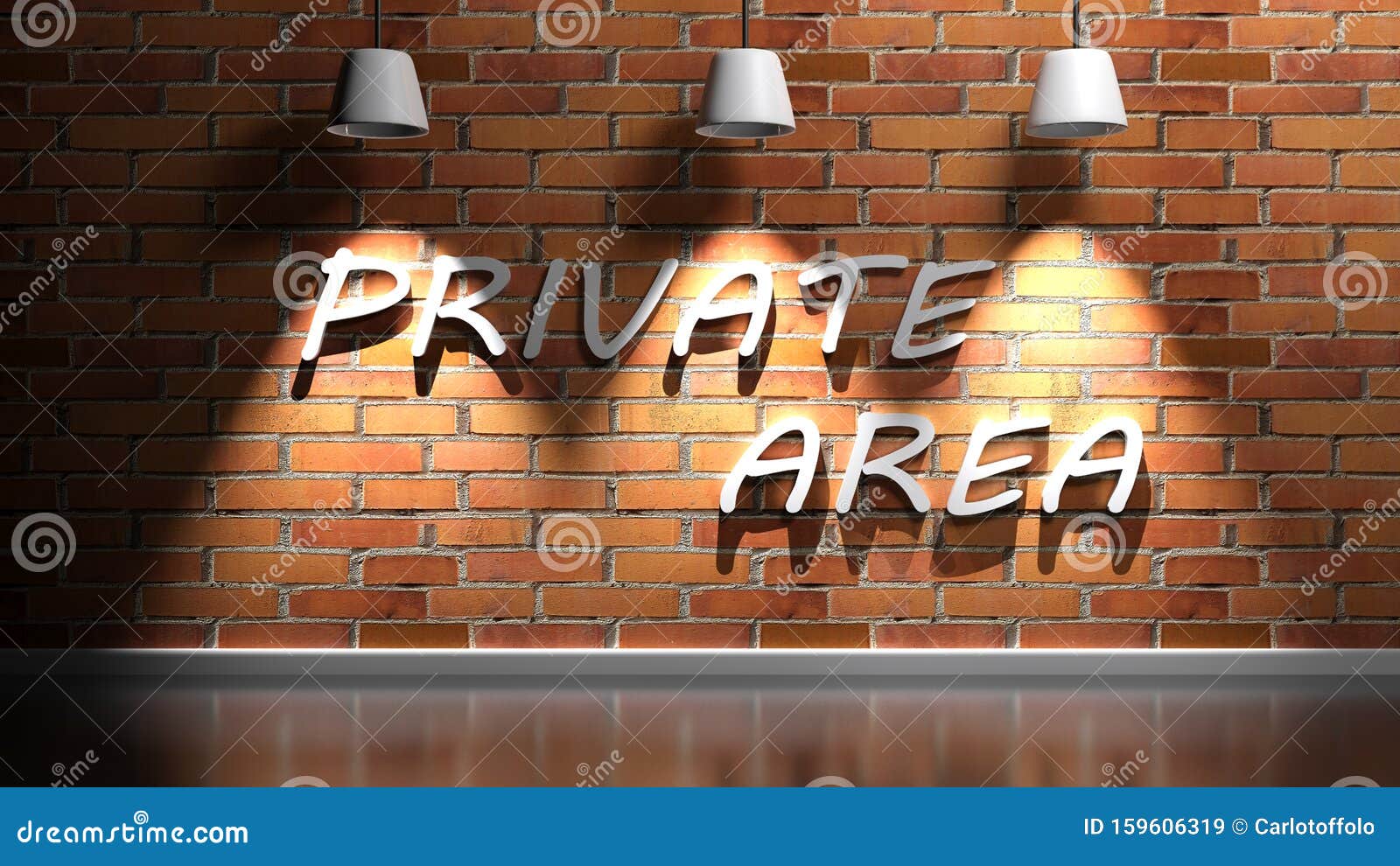 PRIVATE AREA Write Hanging at the Wall - 3D Rendering Illustration ...