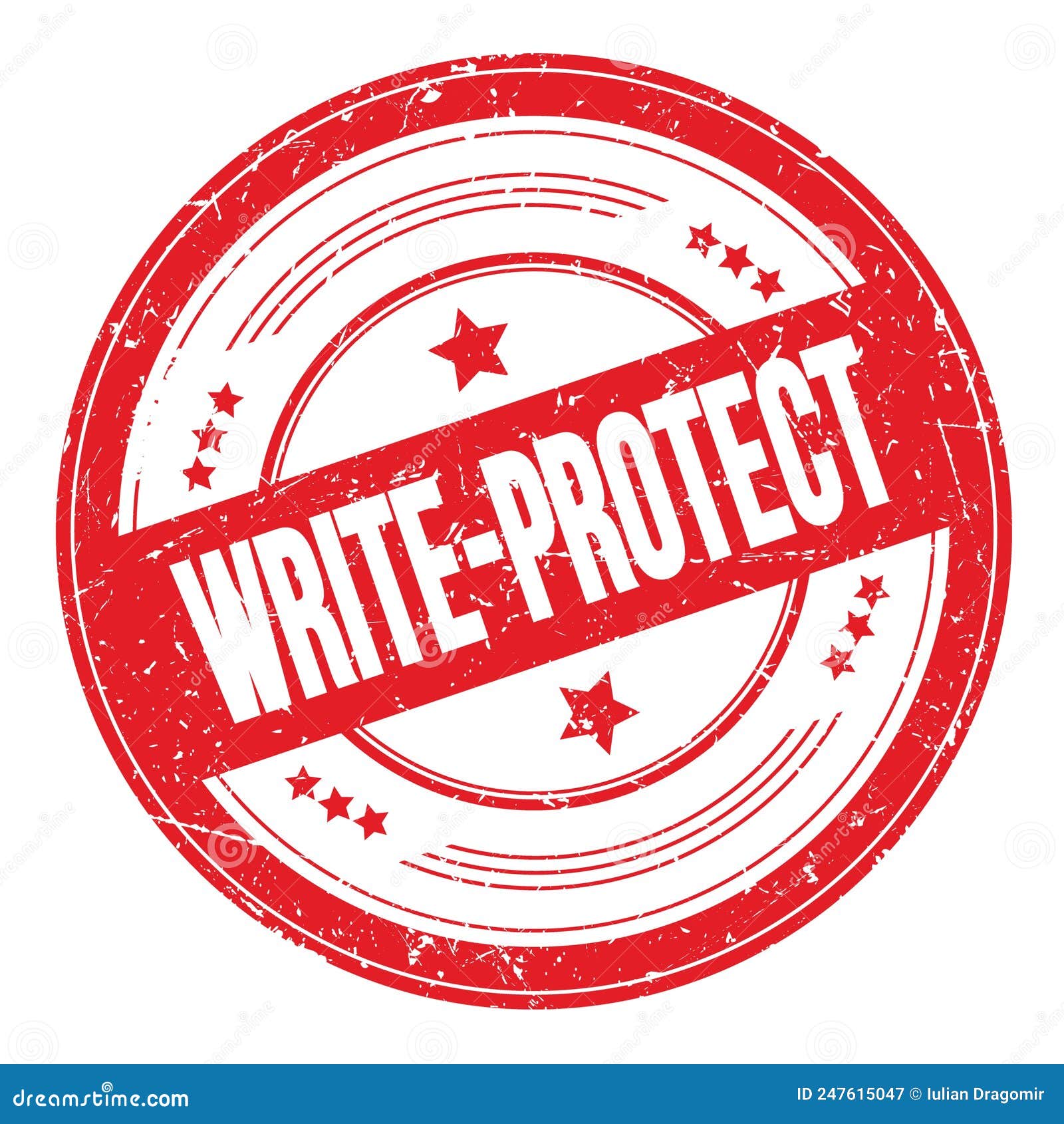 WRITE-PROTECT Text on Red Round Grungy Stamp Stock Illustration ...