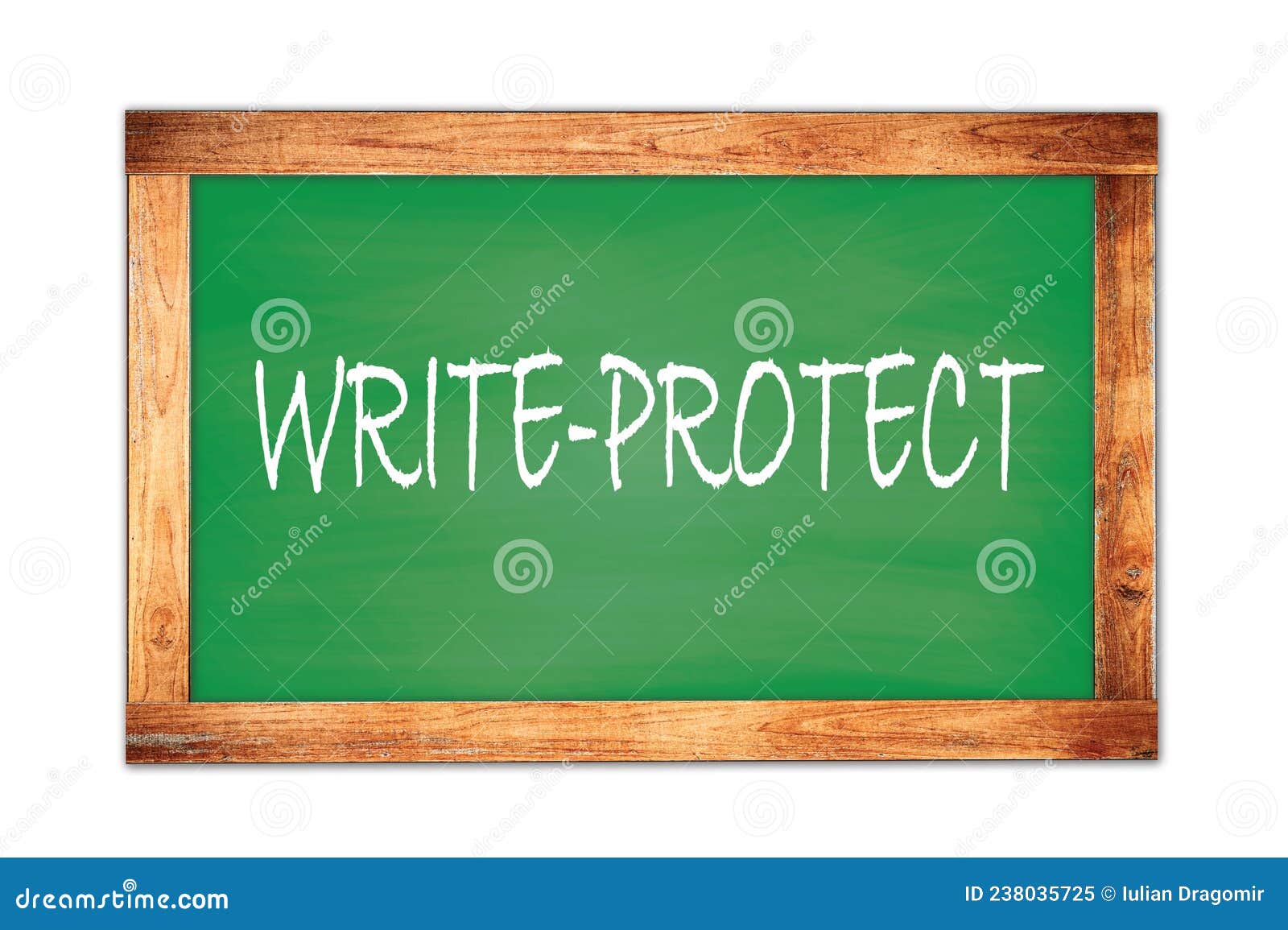 WRITE-PROTECT Text Written on Green School Board Stock Illustration ...