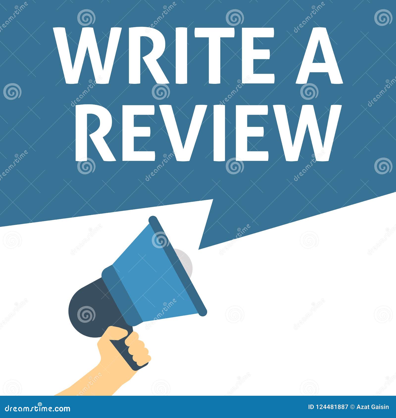 WRITE a REVIEW Announcement. Hand Holding Megaphone with Speech Bubble ... WRITE a REVIEW Announcement. Hand Holding Megaphone with Speech Bubble ...