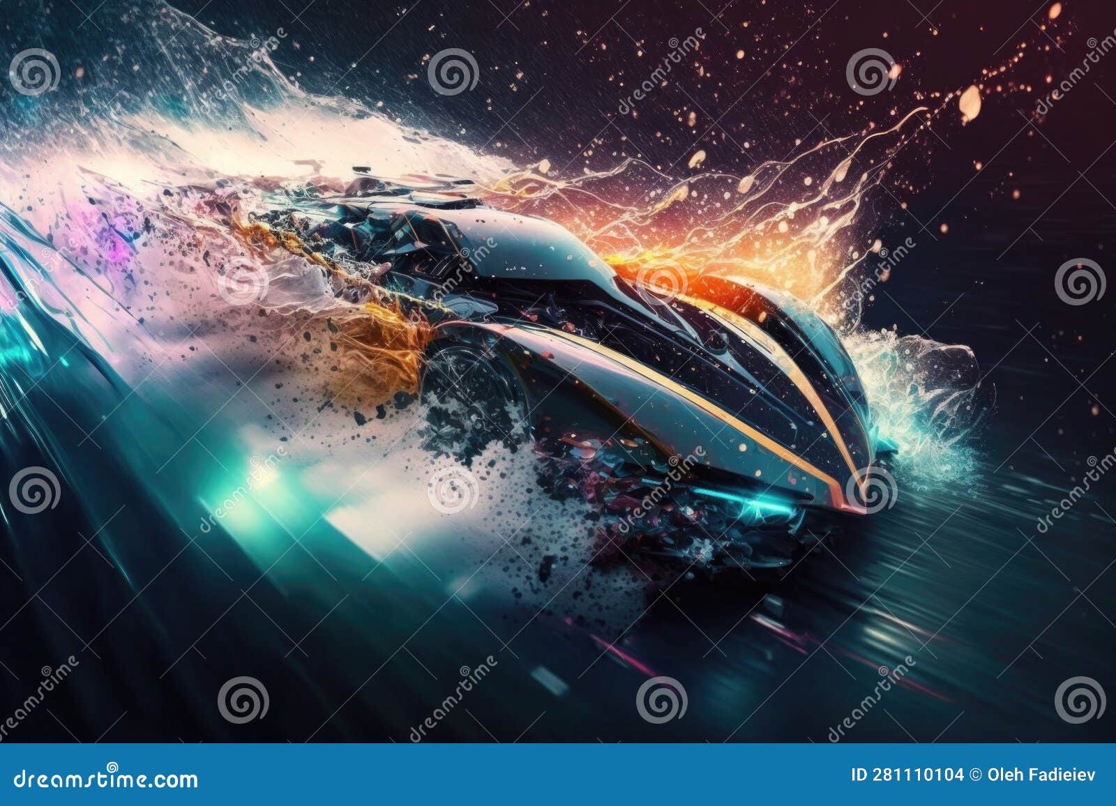 Futuristic Car in Futuristic Space Stock Illustration - Illustration of ...