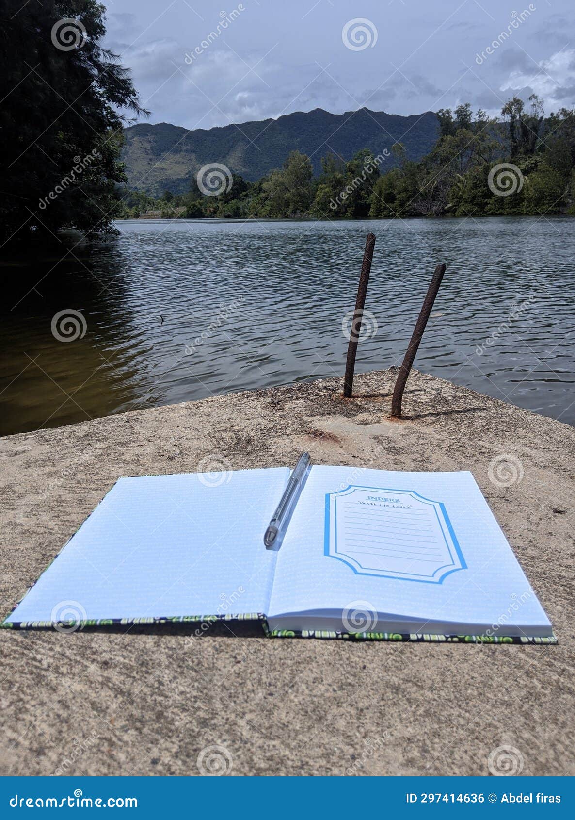 Write Stories in Beautiful Mountain and Lake Views Stock Photo - Image ...