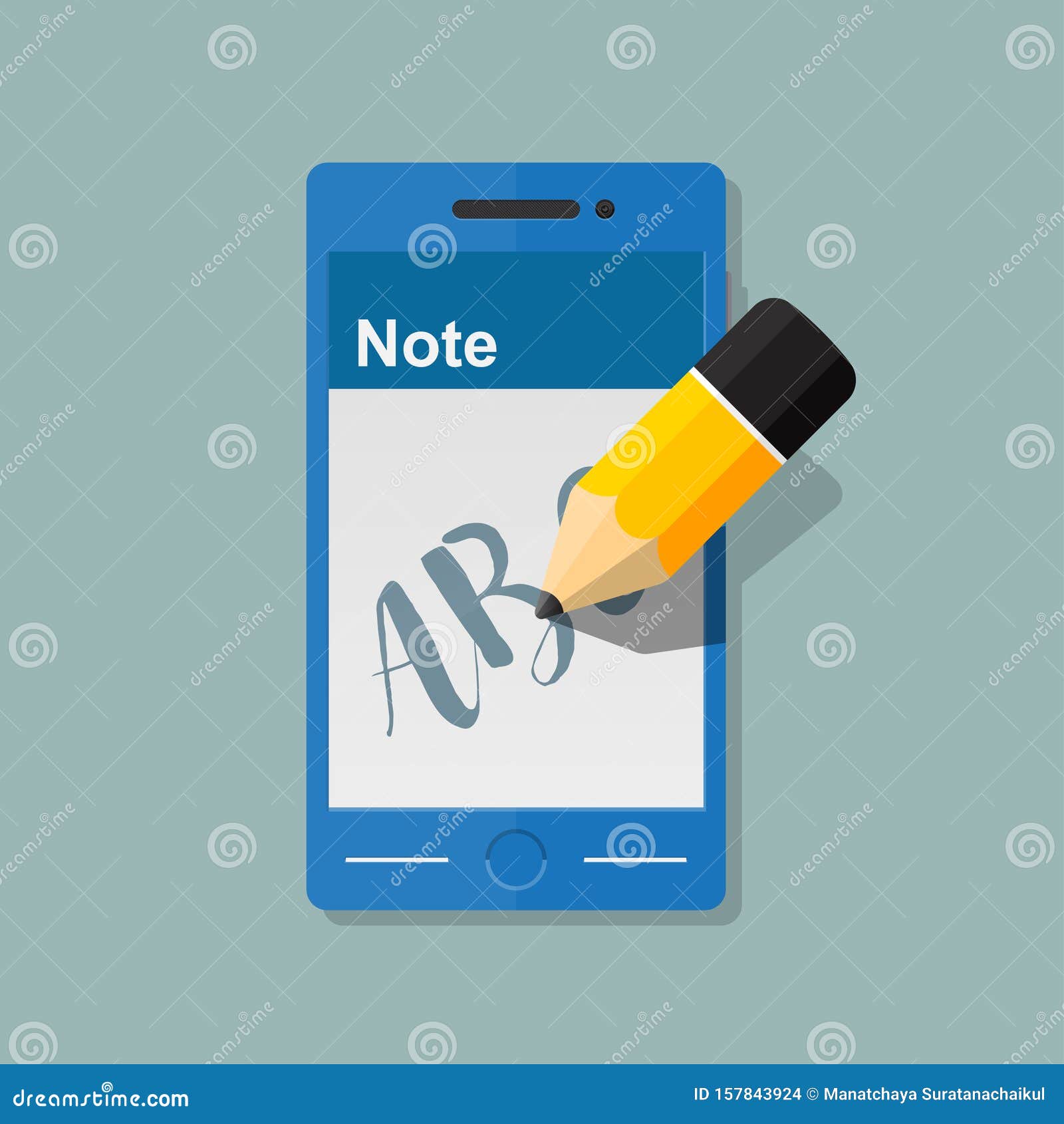 Write Text Message on Smartphone Icon Stock Illustration - Illustration ...