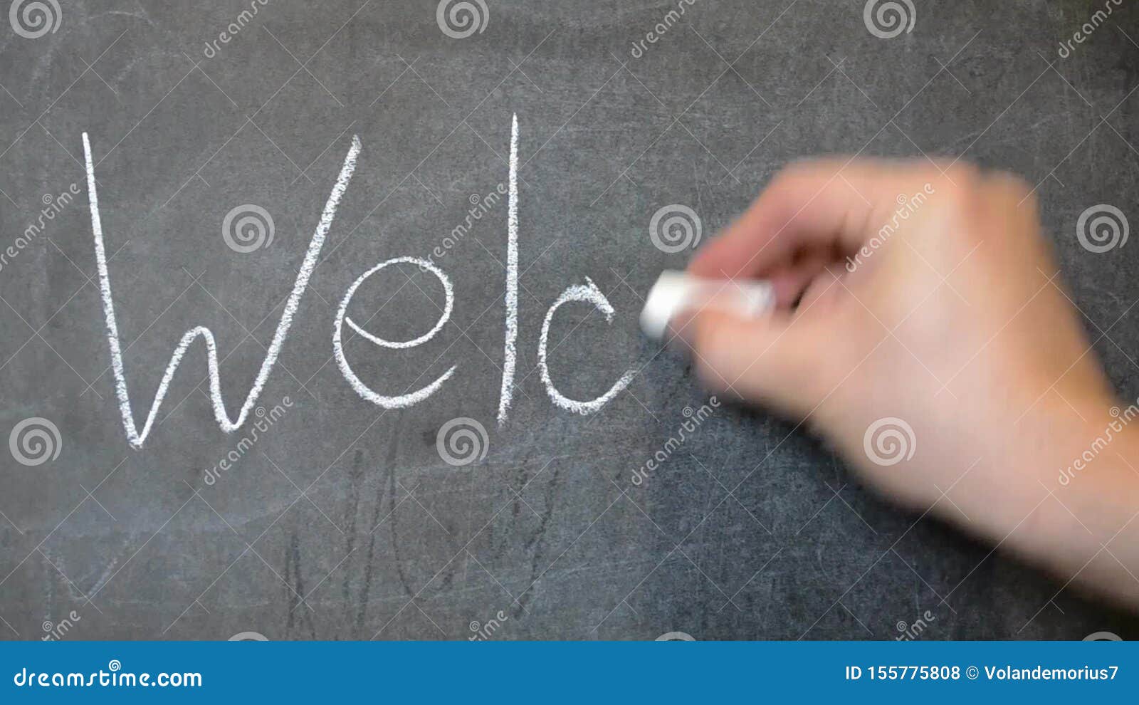 Writing in Chalk on a Blackboard. we are Writing Welcome. Stock Footage ...