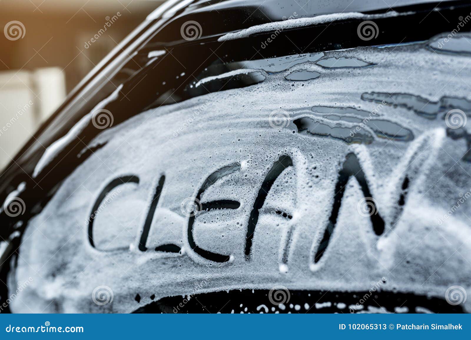 Write the Word Clean on the Windshield Washes. Stock Image - Image of ...