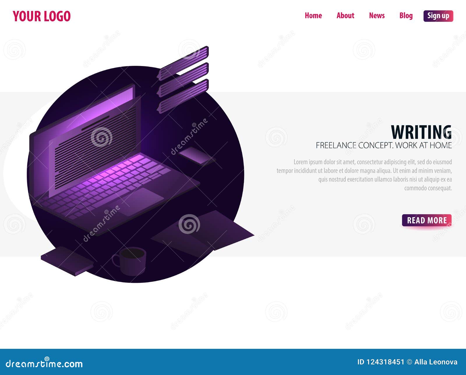 Writer. Can Use for Web Banner or Infographics. Freelance Concept. Work ...