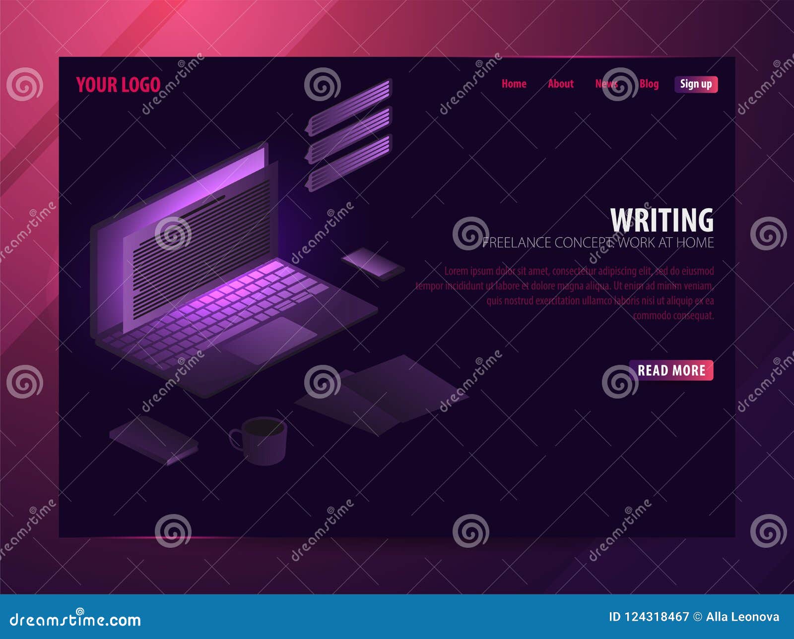 Writer. Can Use for Web Banner or Infographics. Freelance Concept. Work ...