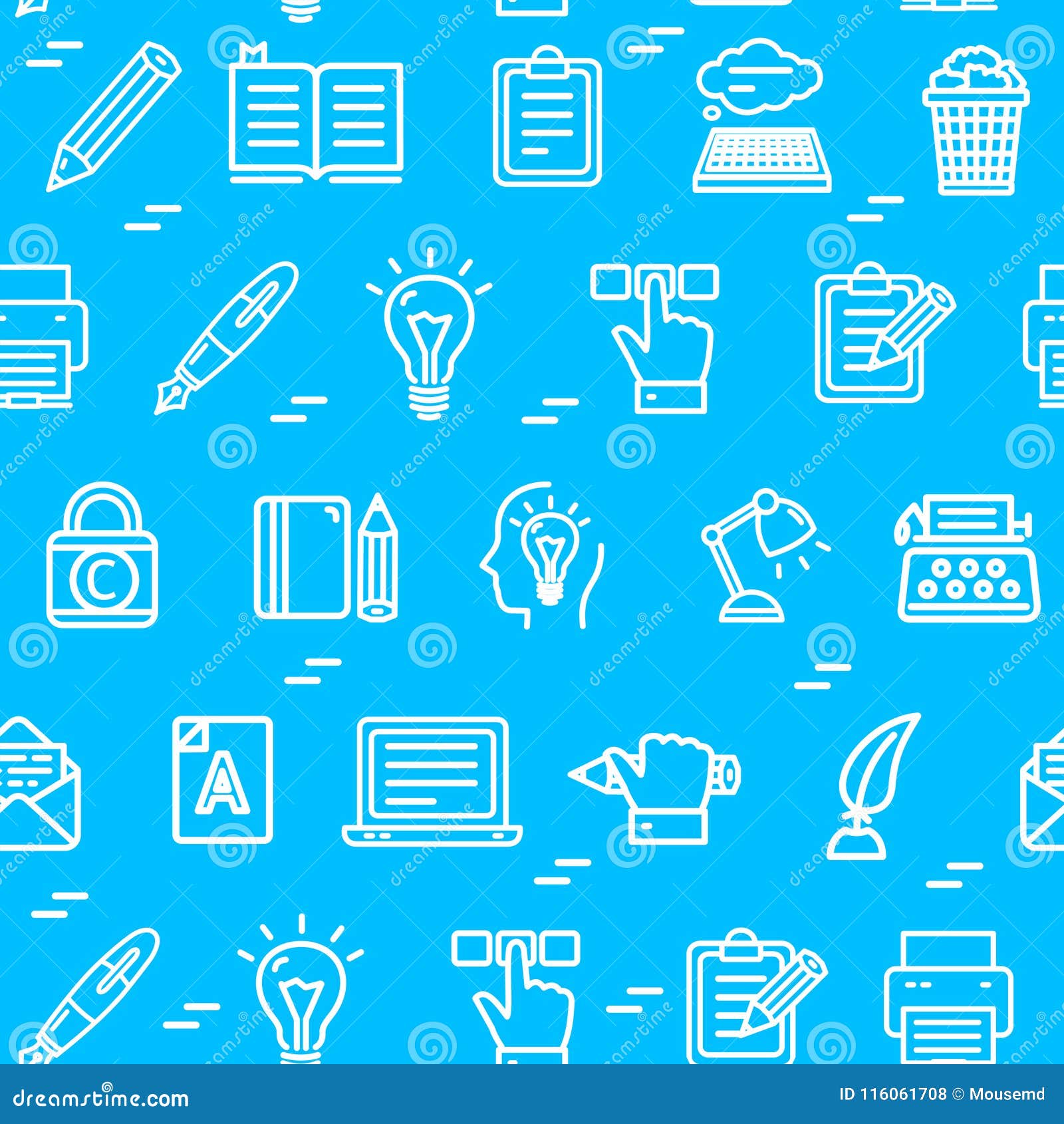 Writer and Copywriting Signs Seamless Pattern Background. Vector Stock ...