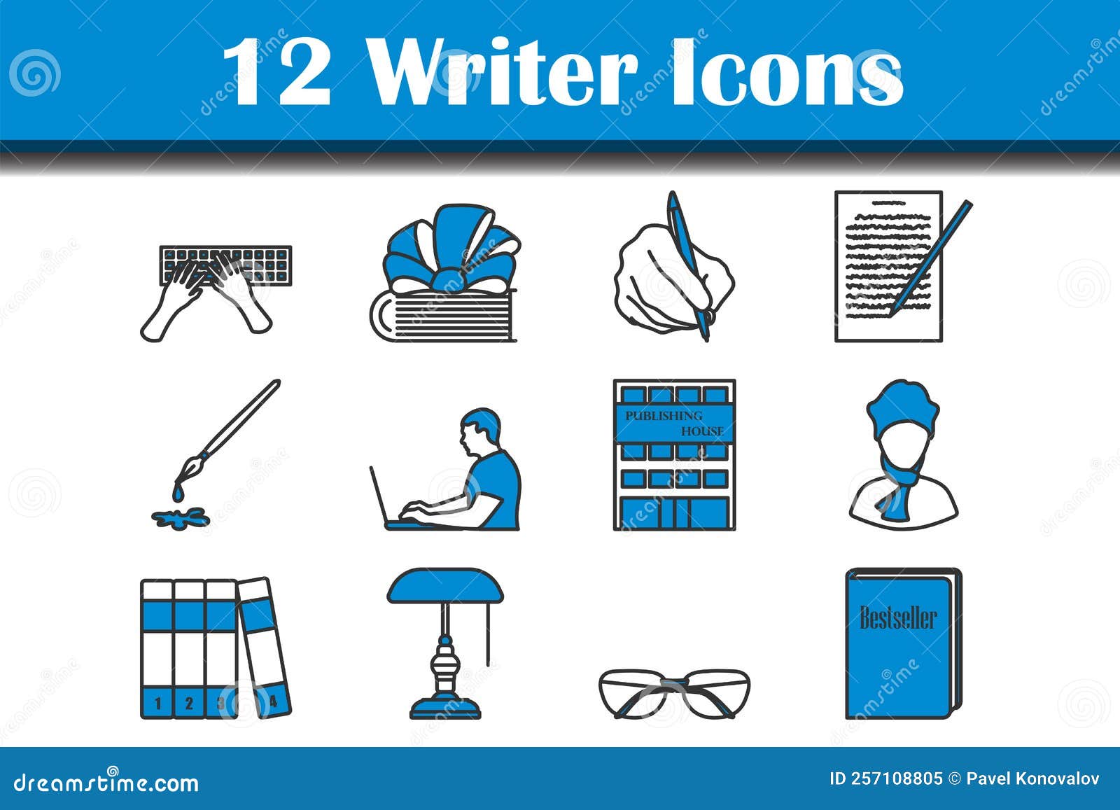 Writer Icon Set stock vector. Illustration of note, creative - 257108805
