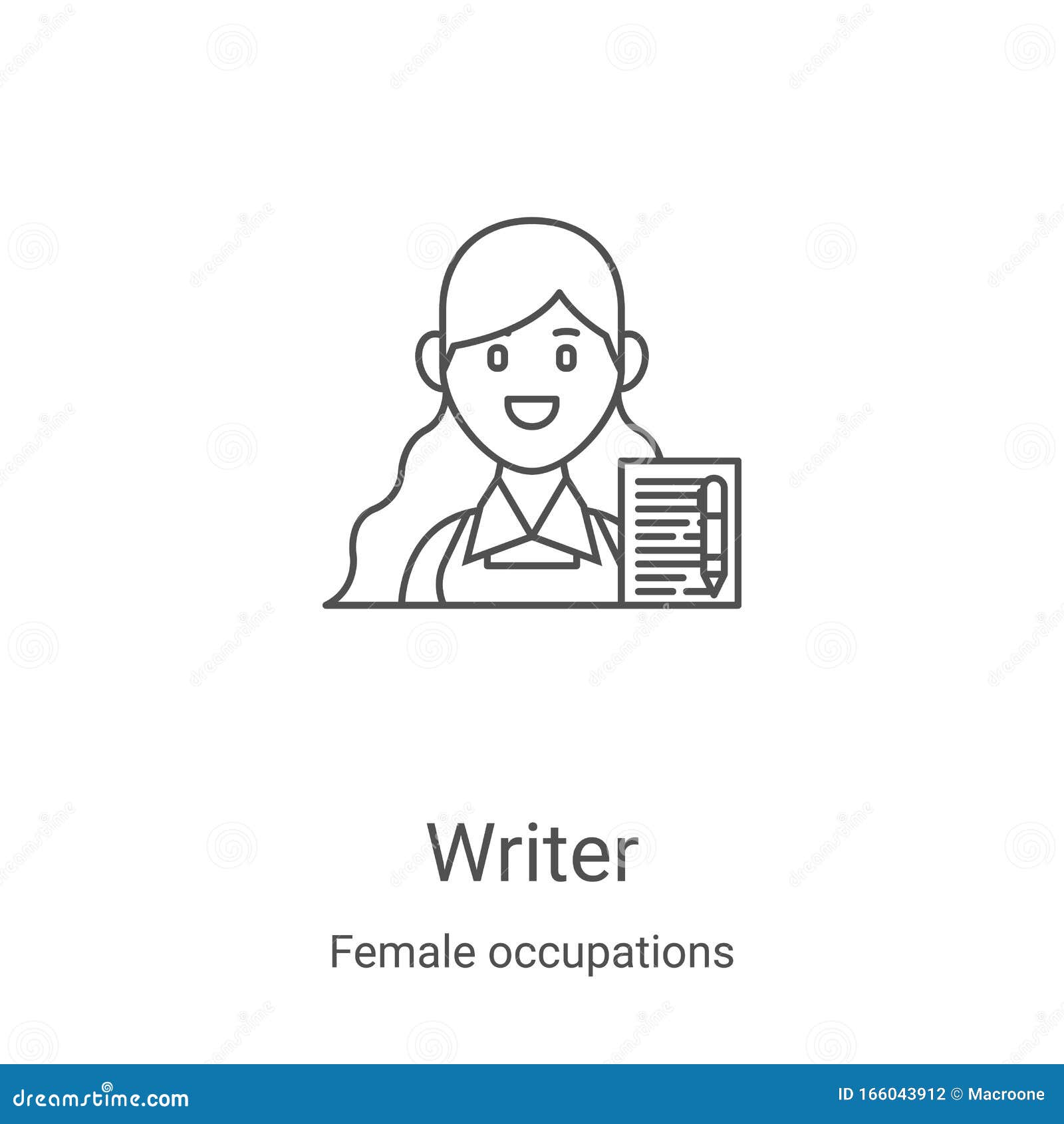 Writer Icon Vector from Female Occupations Collection. Thin Line Writer ...