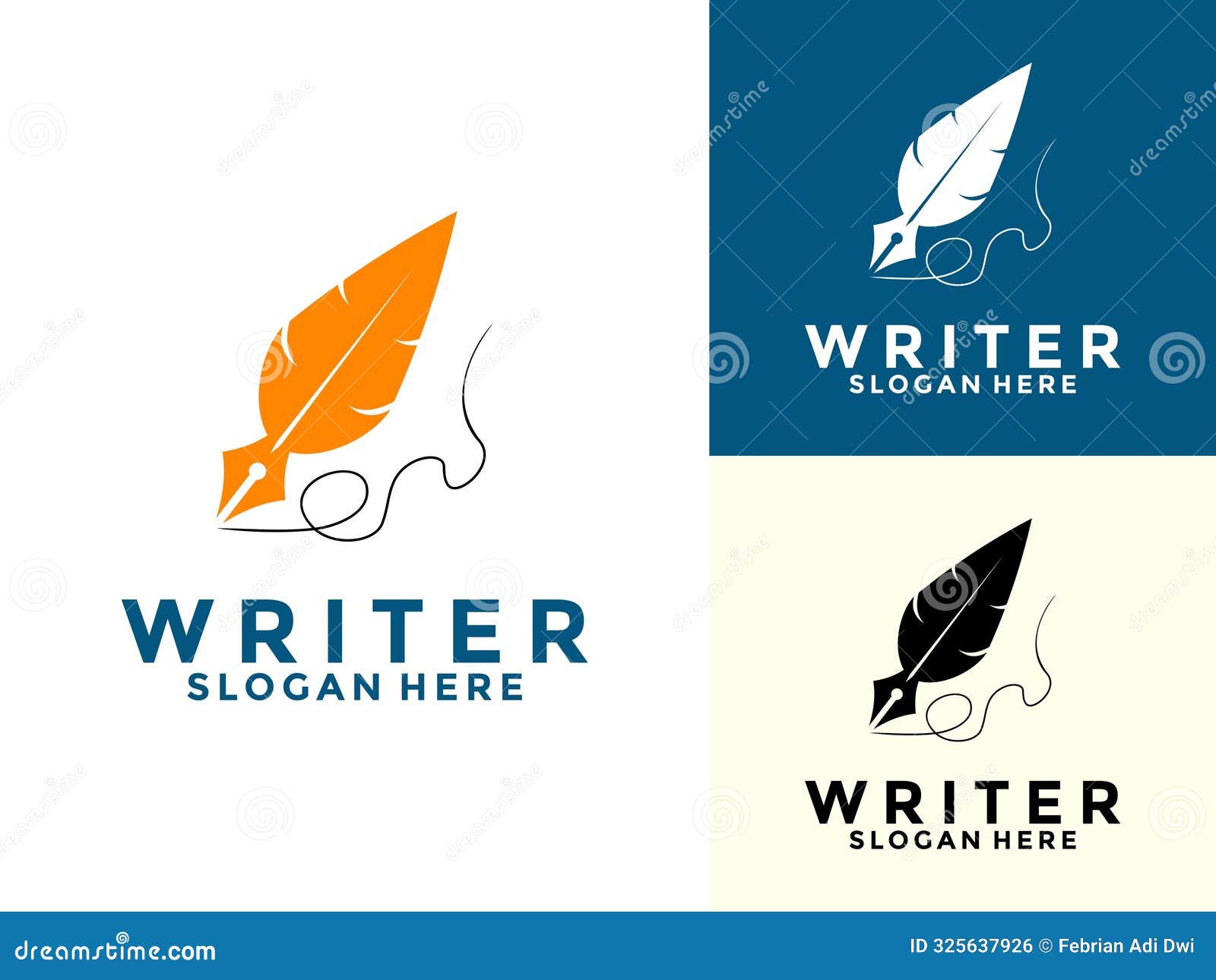 Writer Logo Vector Template, Author Education Logo with Line Vector ...