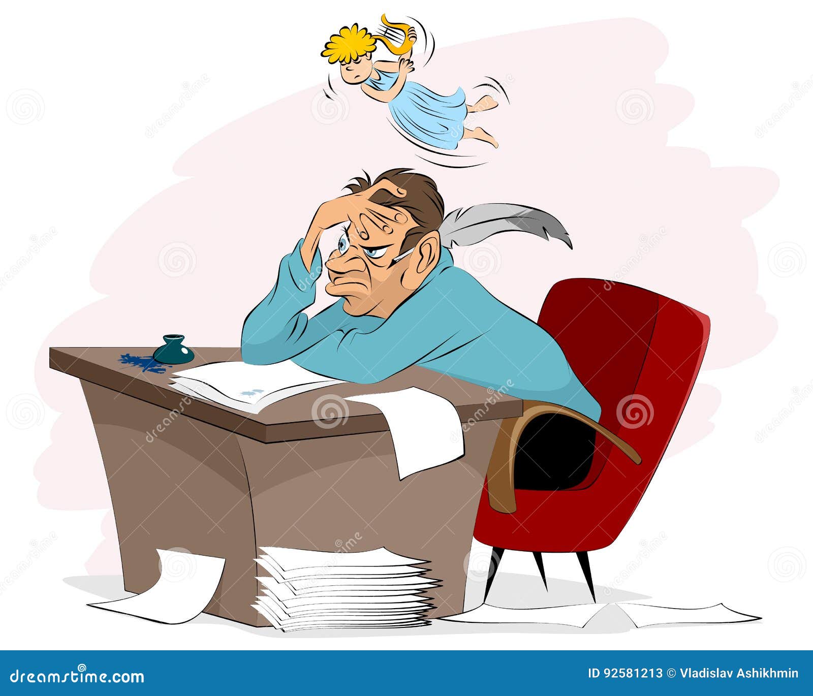 Writer and muse stock vector. Illustration of cartoon - 92581213