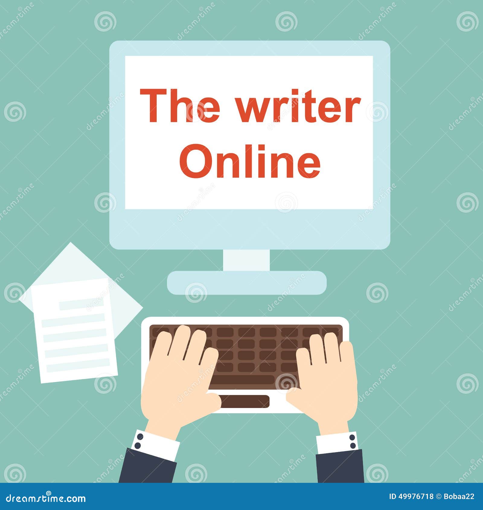 The writer Online stock illustration. Illustration of isolated - 49976718