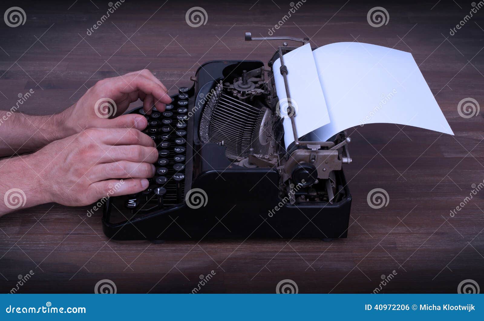 Writer or Reporter Behind the Typewriter Stock Photo - Image of book ...