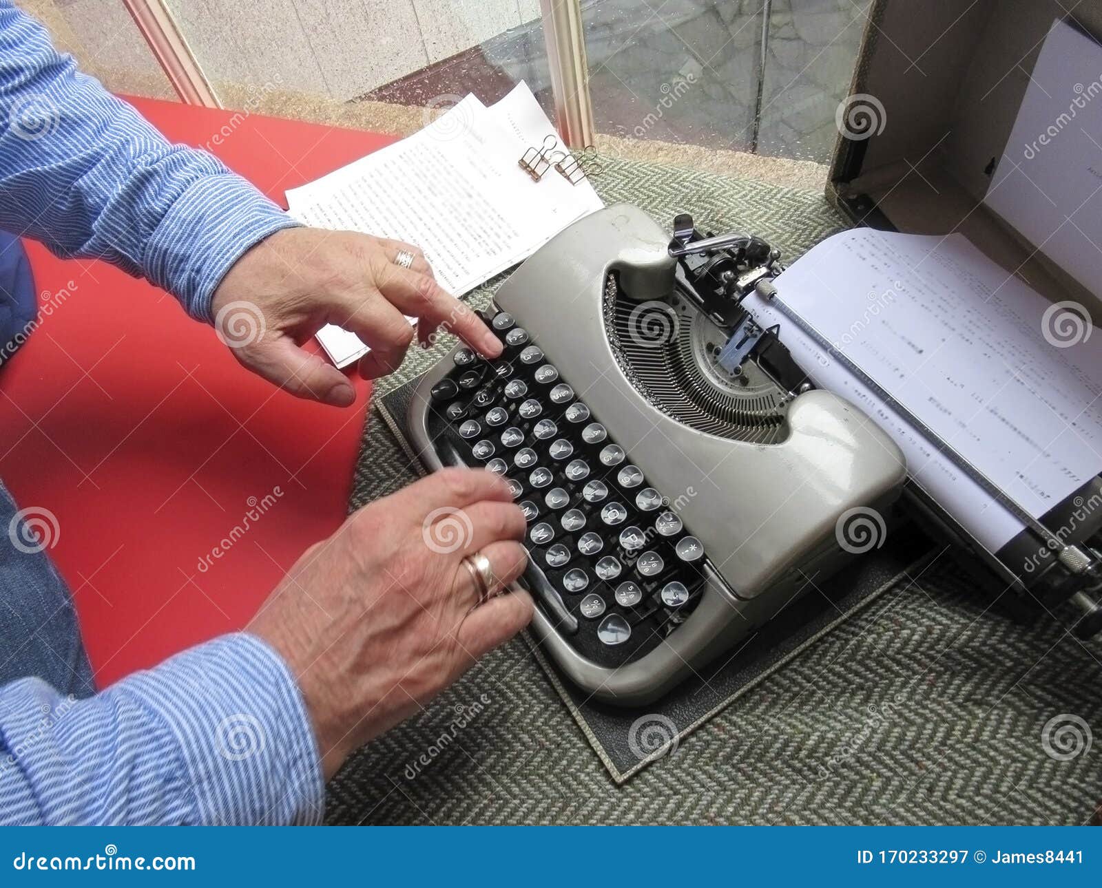 Hand with Old Typewriter. Writer with a Typewriter. Stock Image - Image ...