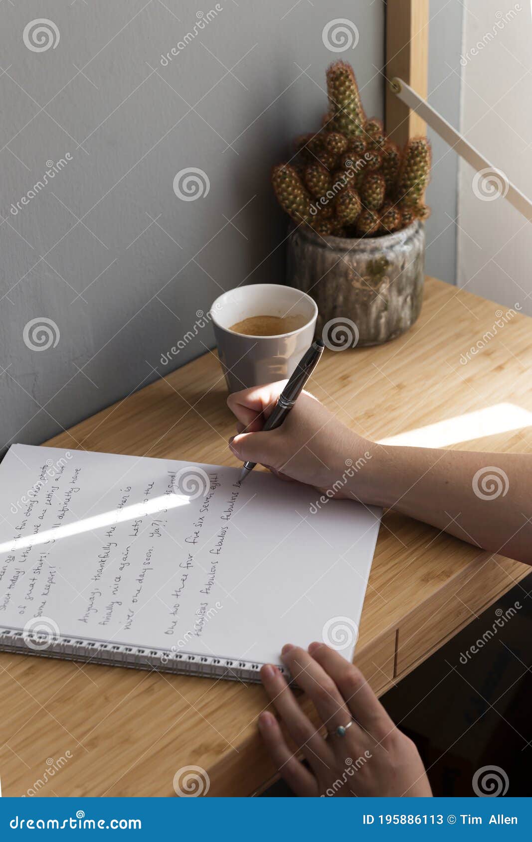Writer Using Pen and Paper To Write a Personal Letter Stock Image ...
