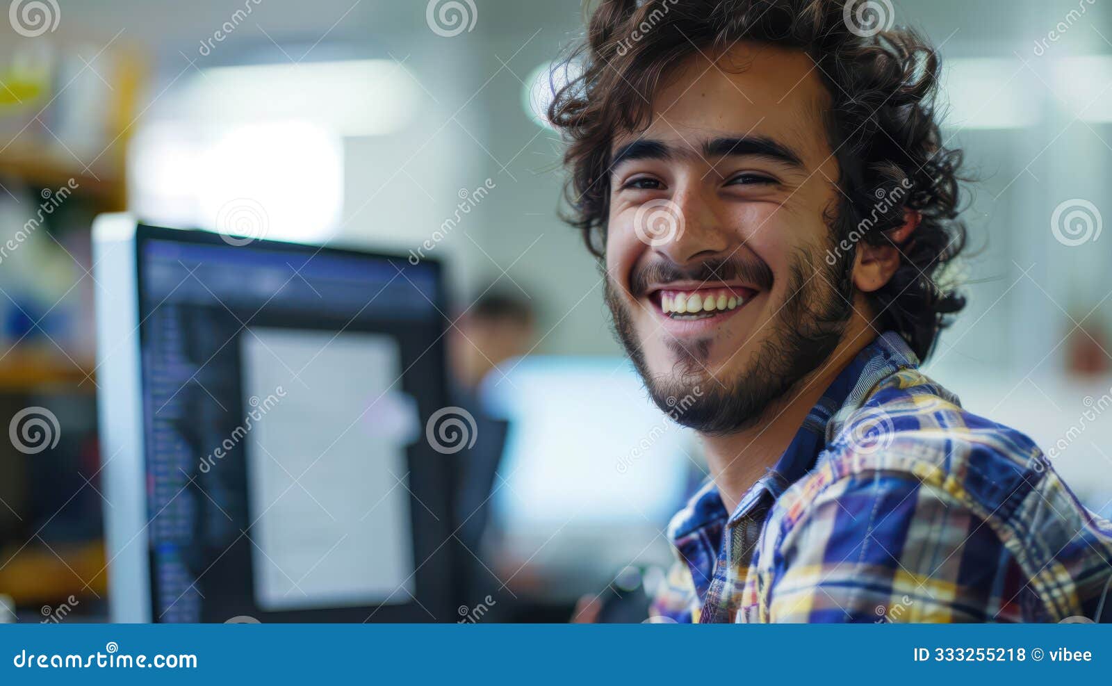 Content Digital User: a Man Happily Interacting with His Computer ...