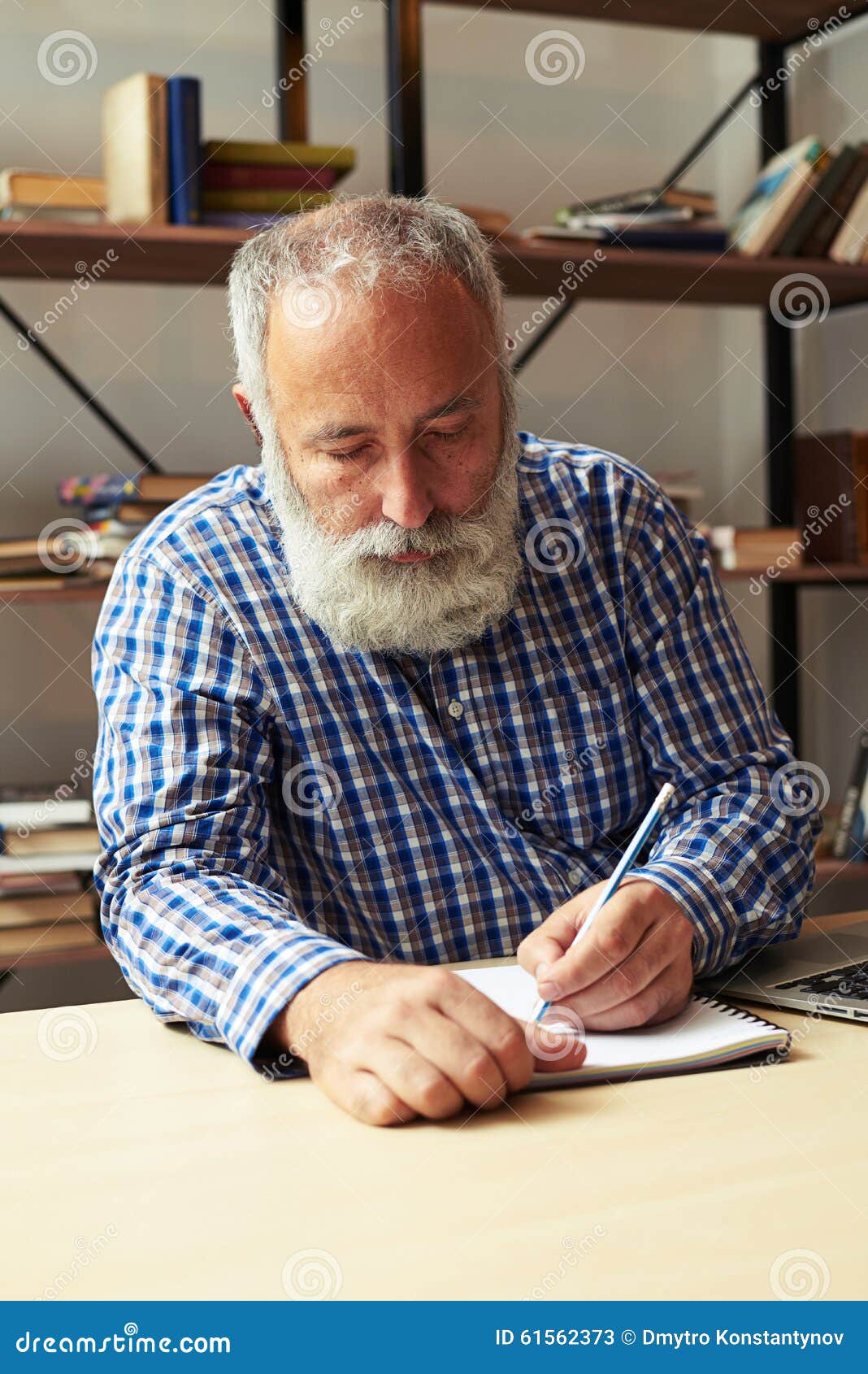 Writer Working at His Working Place Stock Image - Image of writer ...