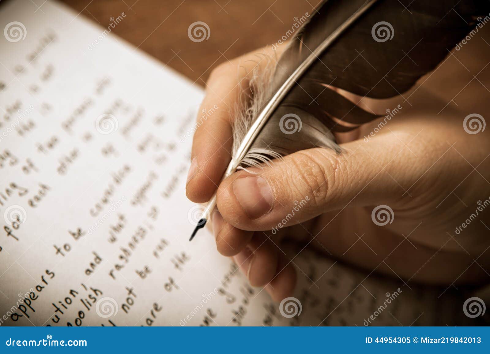 Writer Writes a Fountain Pen on Paper Work Stock Image - Image of maker ...