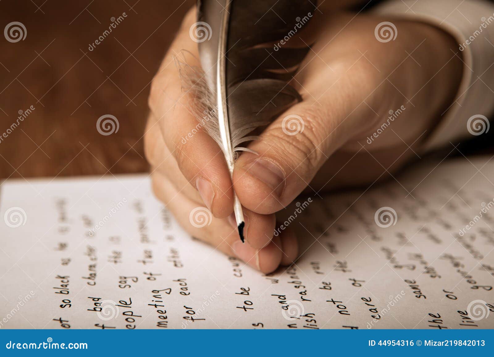 Writer Writes a Fountain Pen on Paper Work Stock Photo - Image of ...