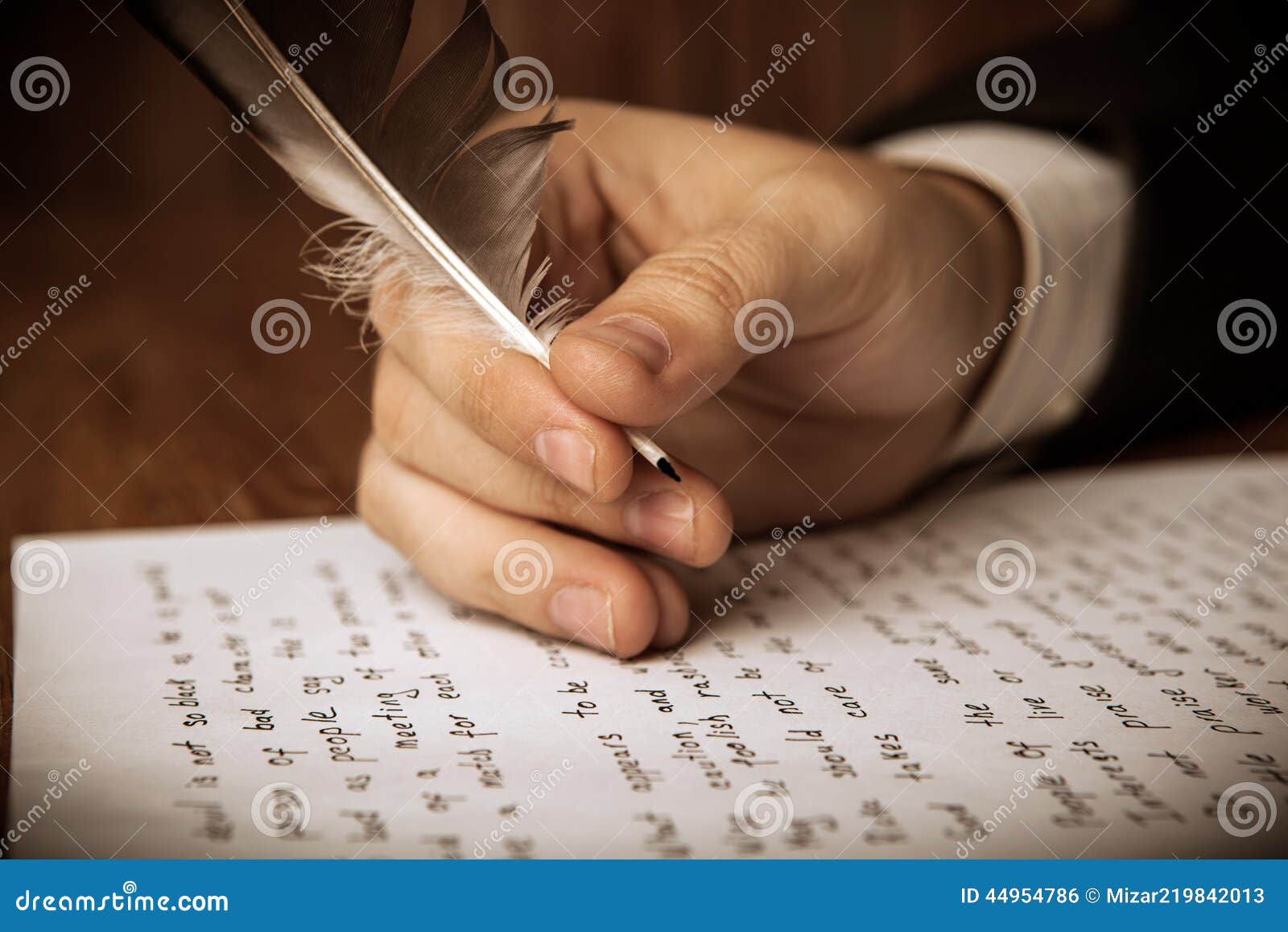 Writer Writes a Fountain Pen on Paper Work Stock Photo - Image of ...