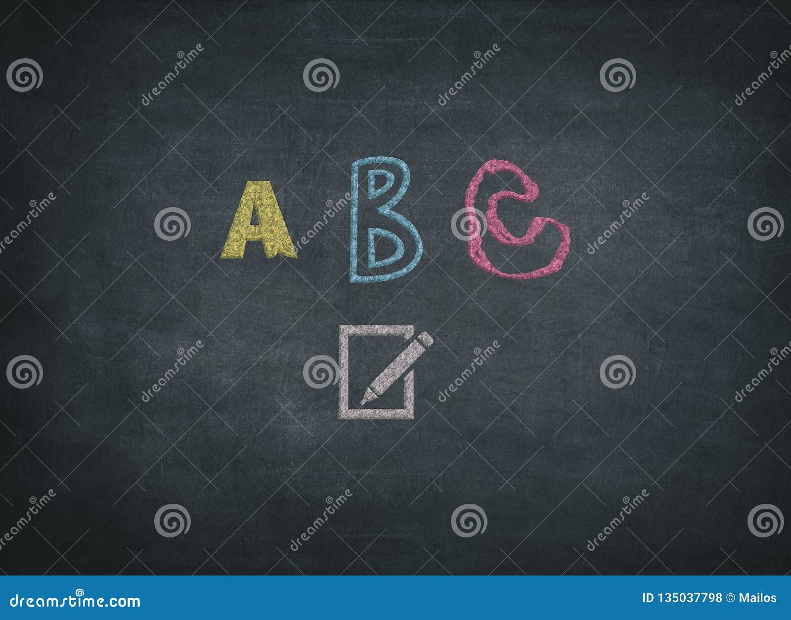 Writing ABC on Chalkboard or Blackboard - Learning at School and ...