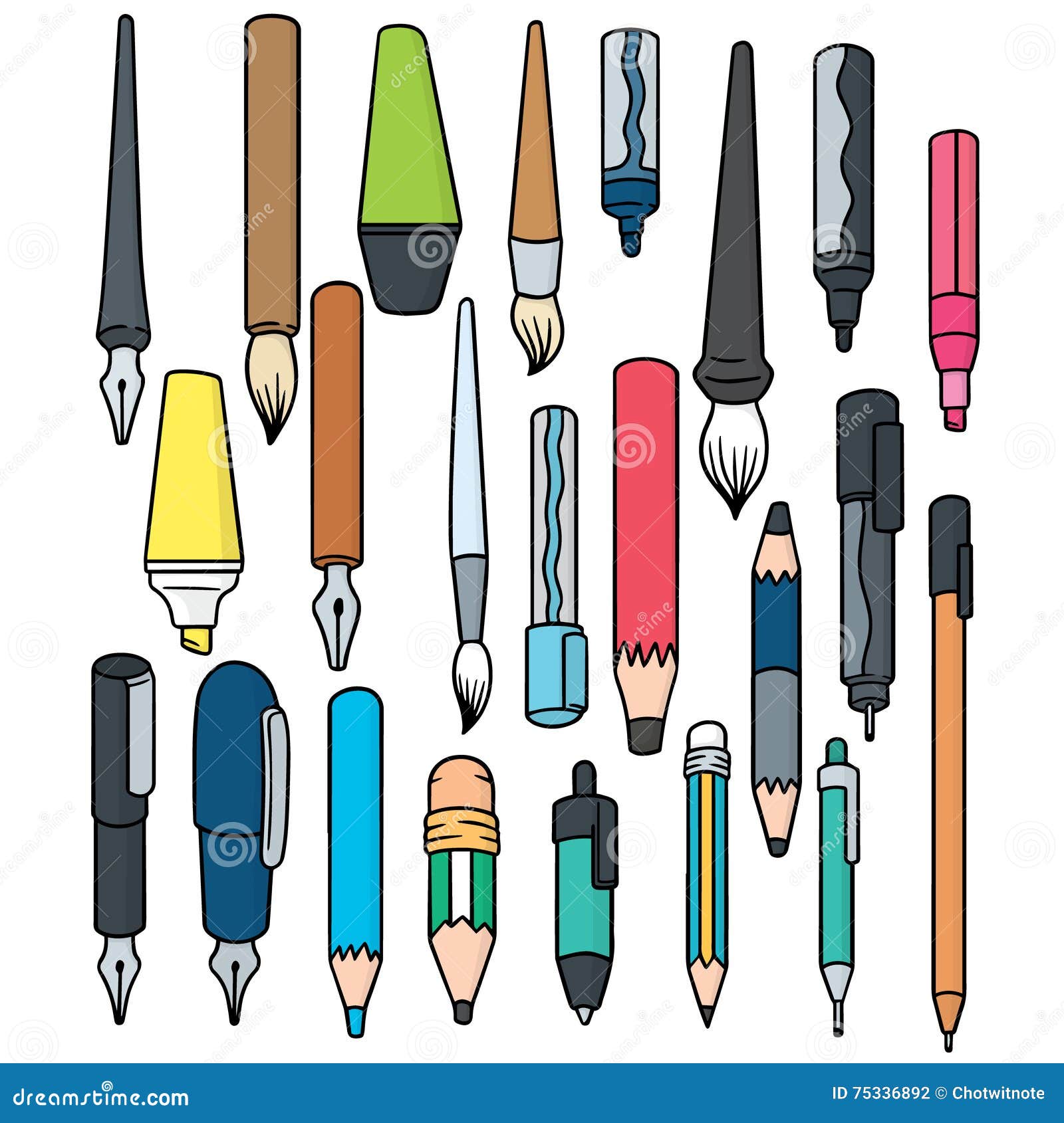 Writing accessories stock vector. Illustration of mechanical - 75336892