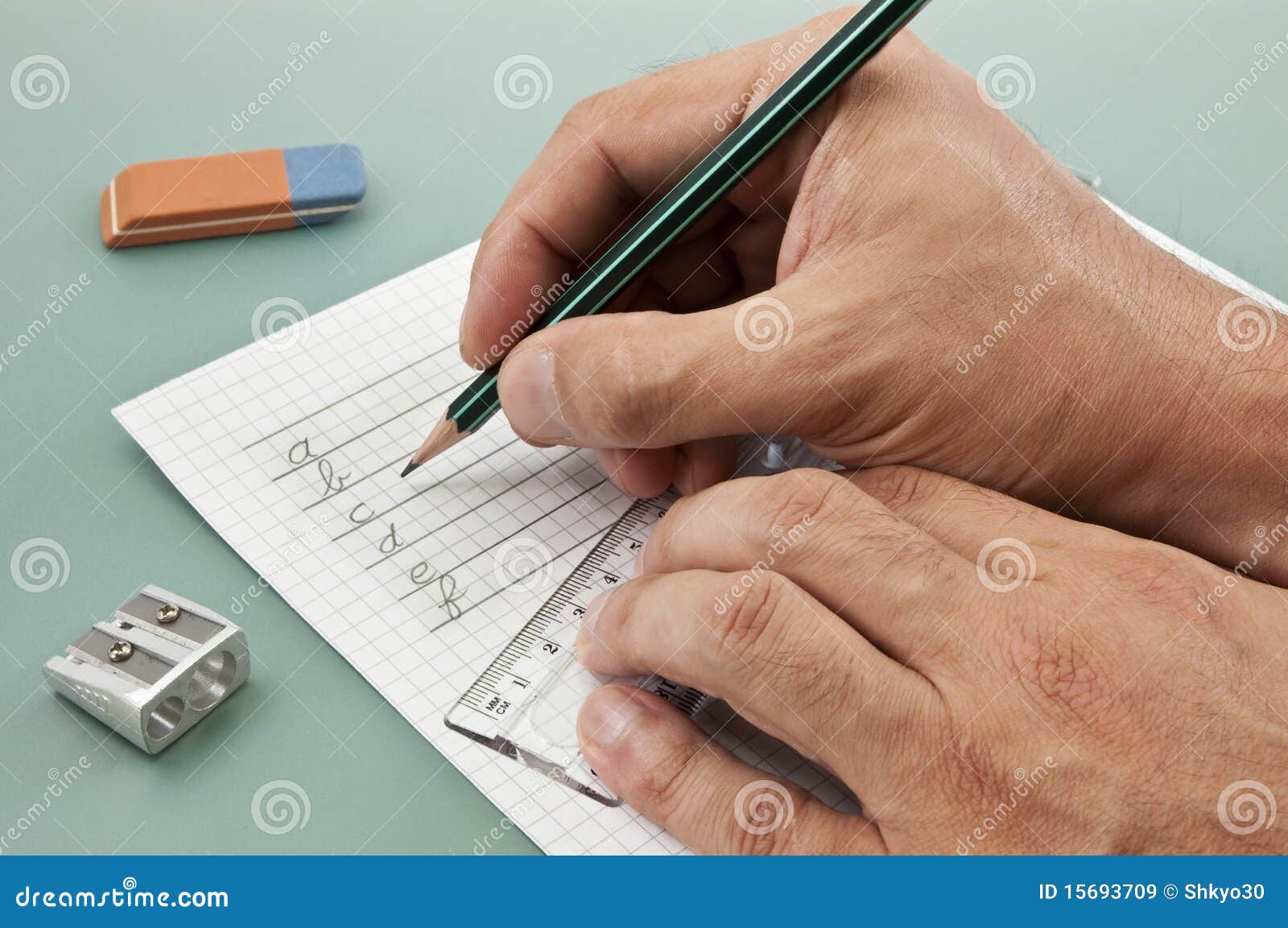Writing in Action with Hands Stock Image - Image of green, writing ...