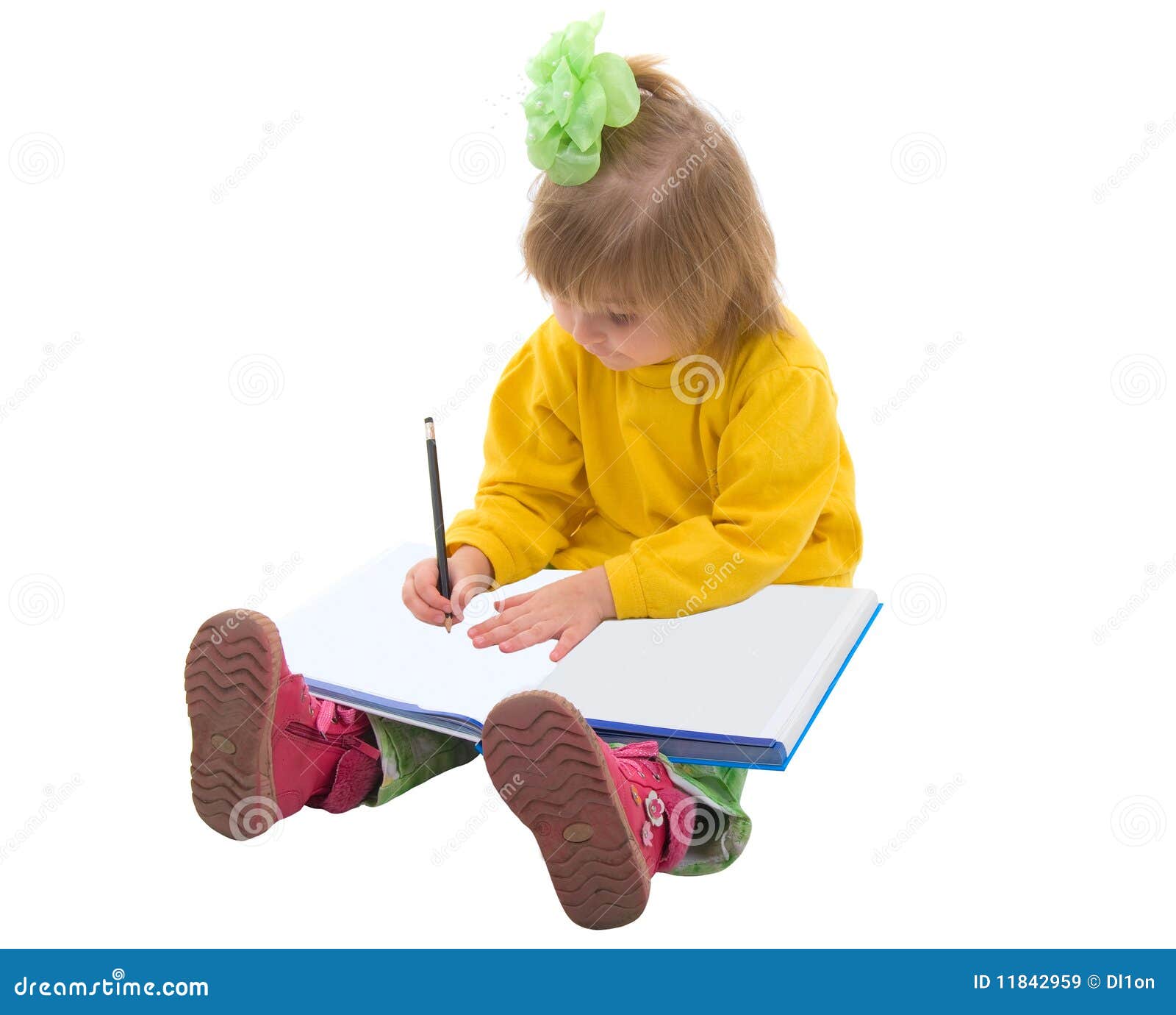 Writing Baby Girl. stock image. Image of pencil, paintings - 11842959