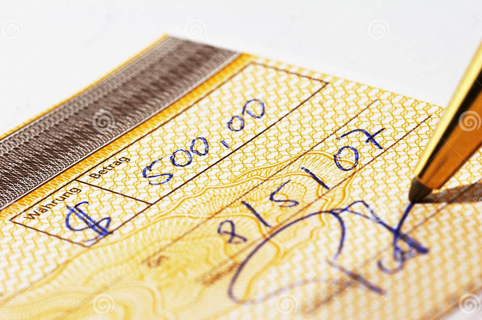 Writing a bank check stock image. Image of financial, amount - 1797525