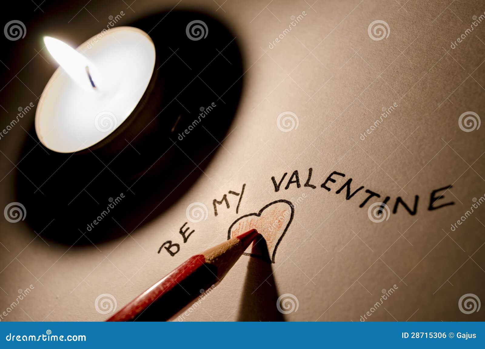 Writing a Be My Valentine Note Stock Photo - Image of pencil ...