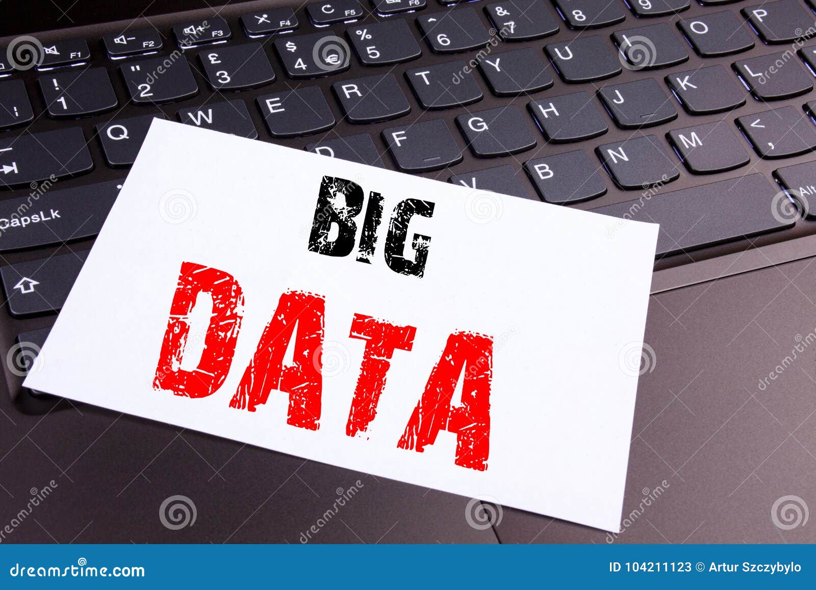 Writing Big Data Text Made in the Office Close-up on Laptop Computer ...