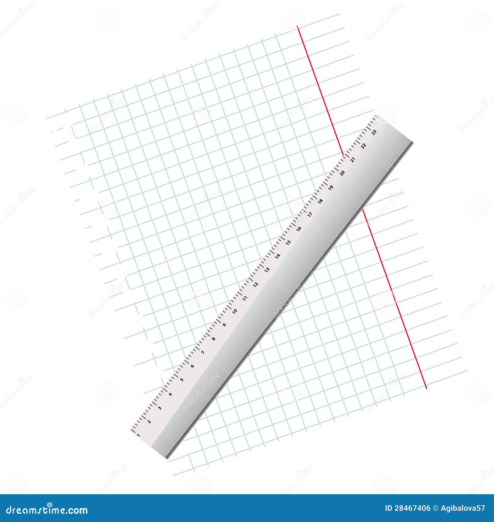 Writing-book Leaf in a Cage and a Ruler.Vector Illustration Stock ...