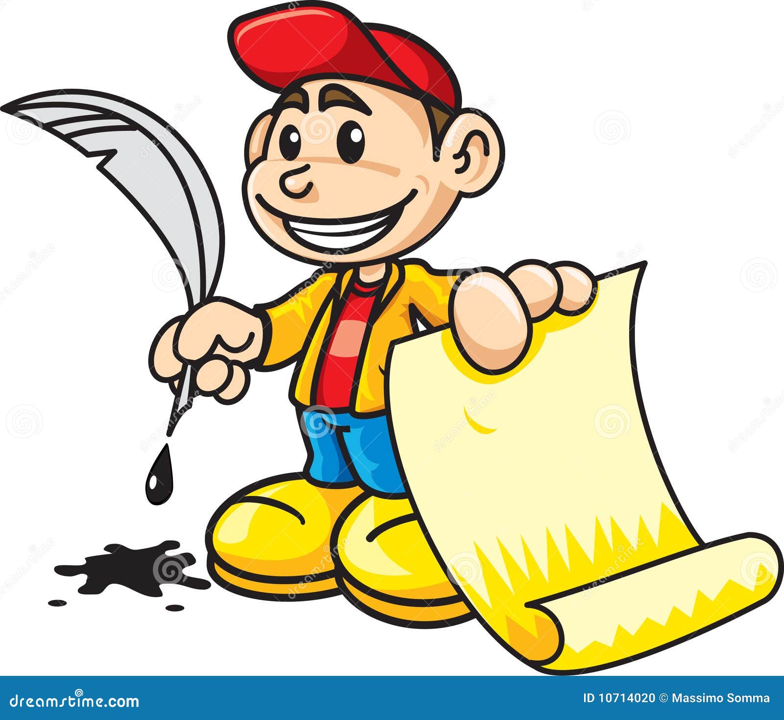 Writing boy stock vector. Illustration of blue, paper - 10714020