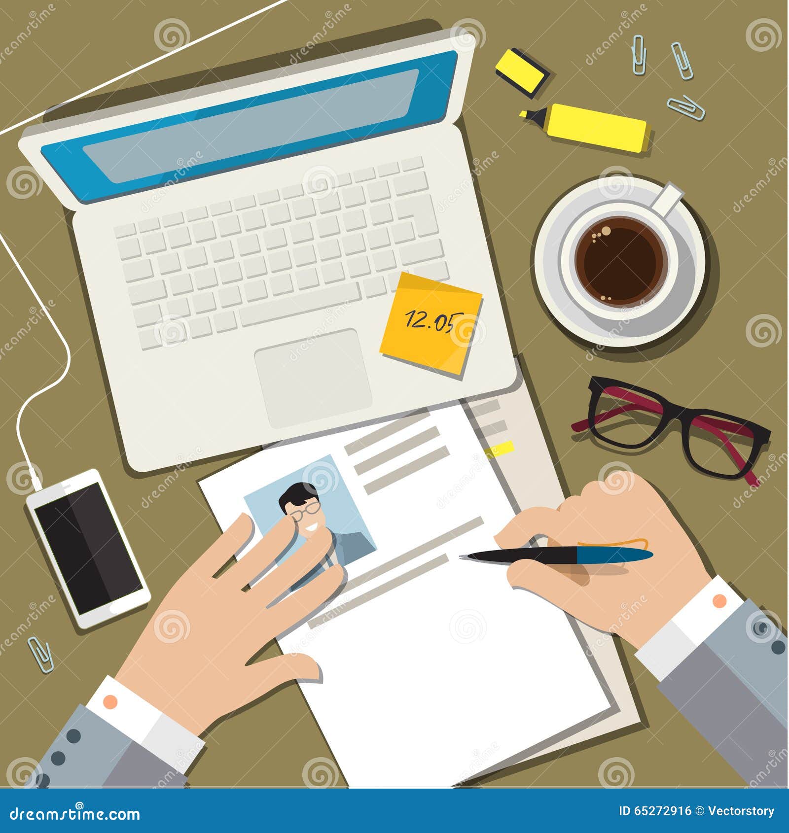 Writing a Business Cv Resume Concept Stock Vector - Illustration of ...