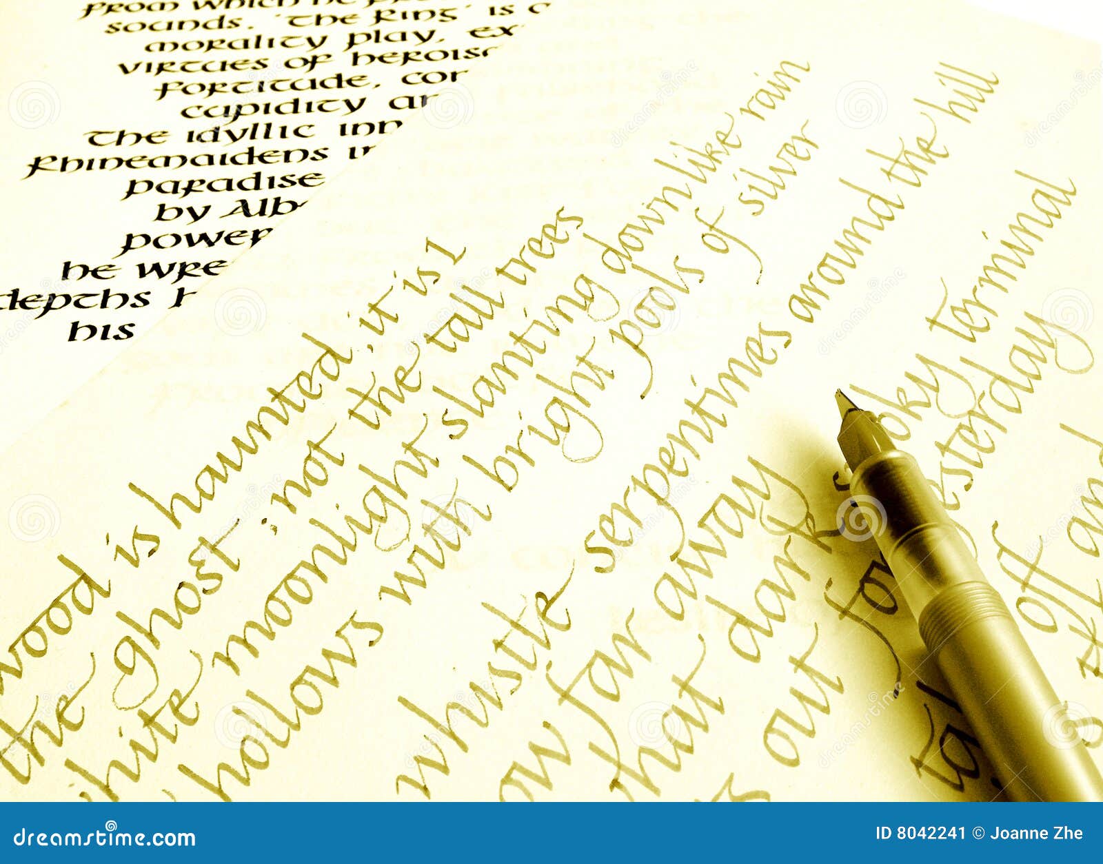 Writing Calligraphy on Paper Stock Image - Image of item, italic: 8042241