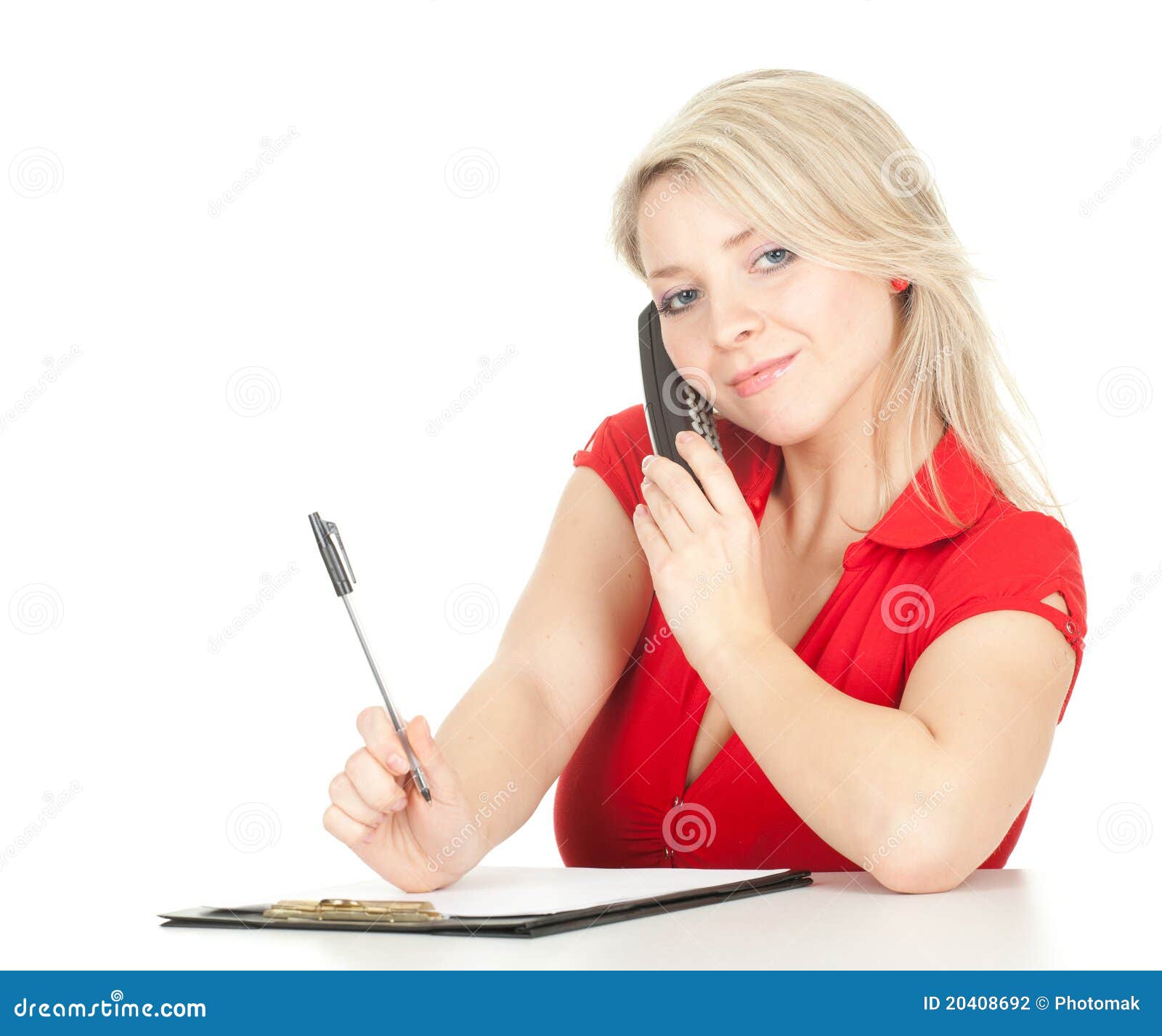 Writing Calling Young Woman Stock Photo - Image of isolated, business ...