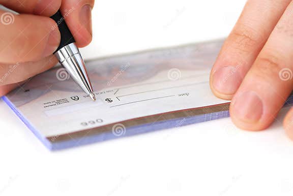 Writing a check stock image. Image of finances, close - 1953965