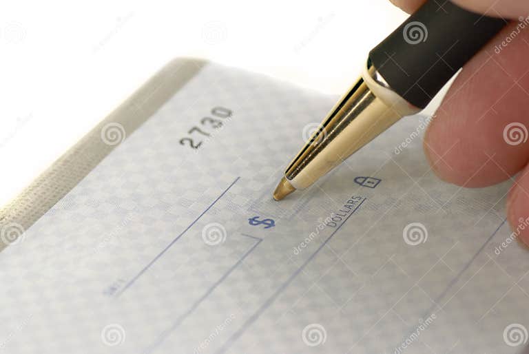Writing Check in Checkbook stock image. Image of domestic - 13832859